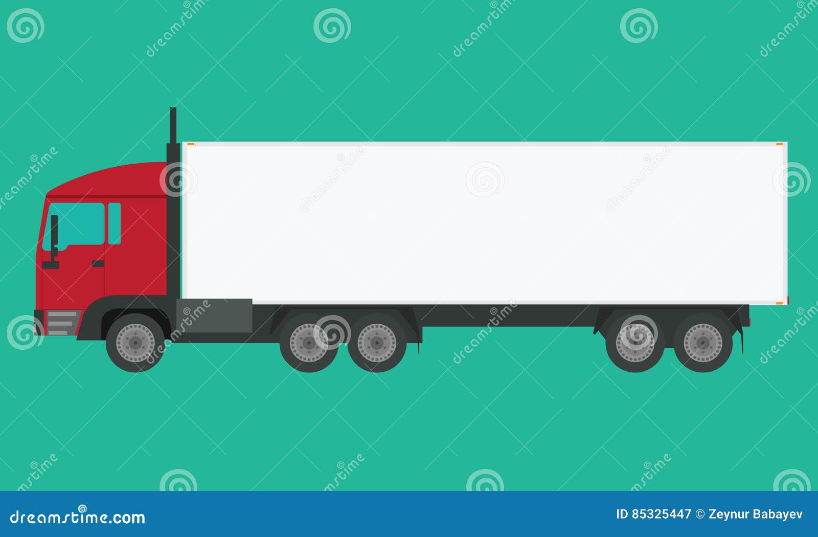Long Vehicle Trailer Truck with Flat and Solid Color Design. Stock ...
