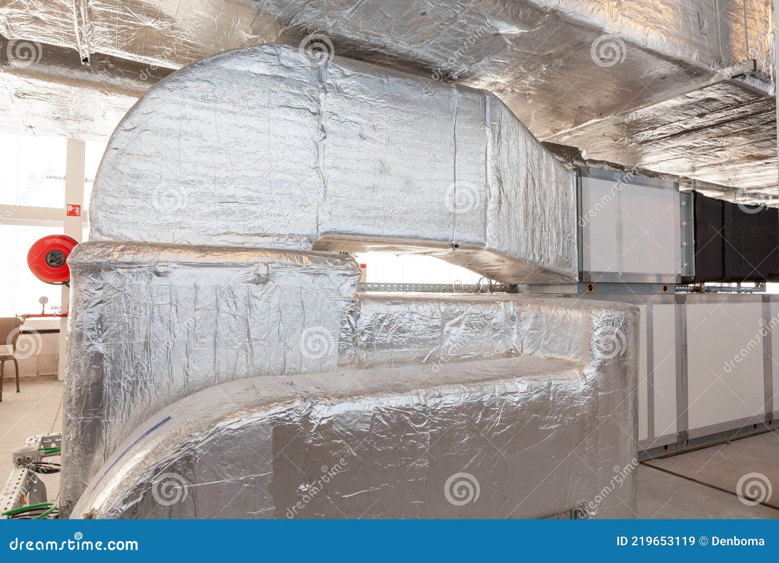 Aeration Pipes in a Technical Room Stock Image - Image of silver ...
