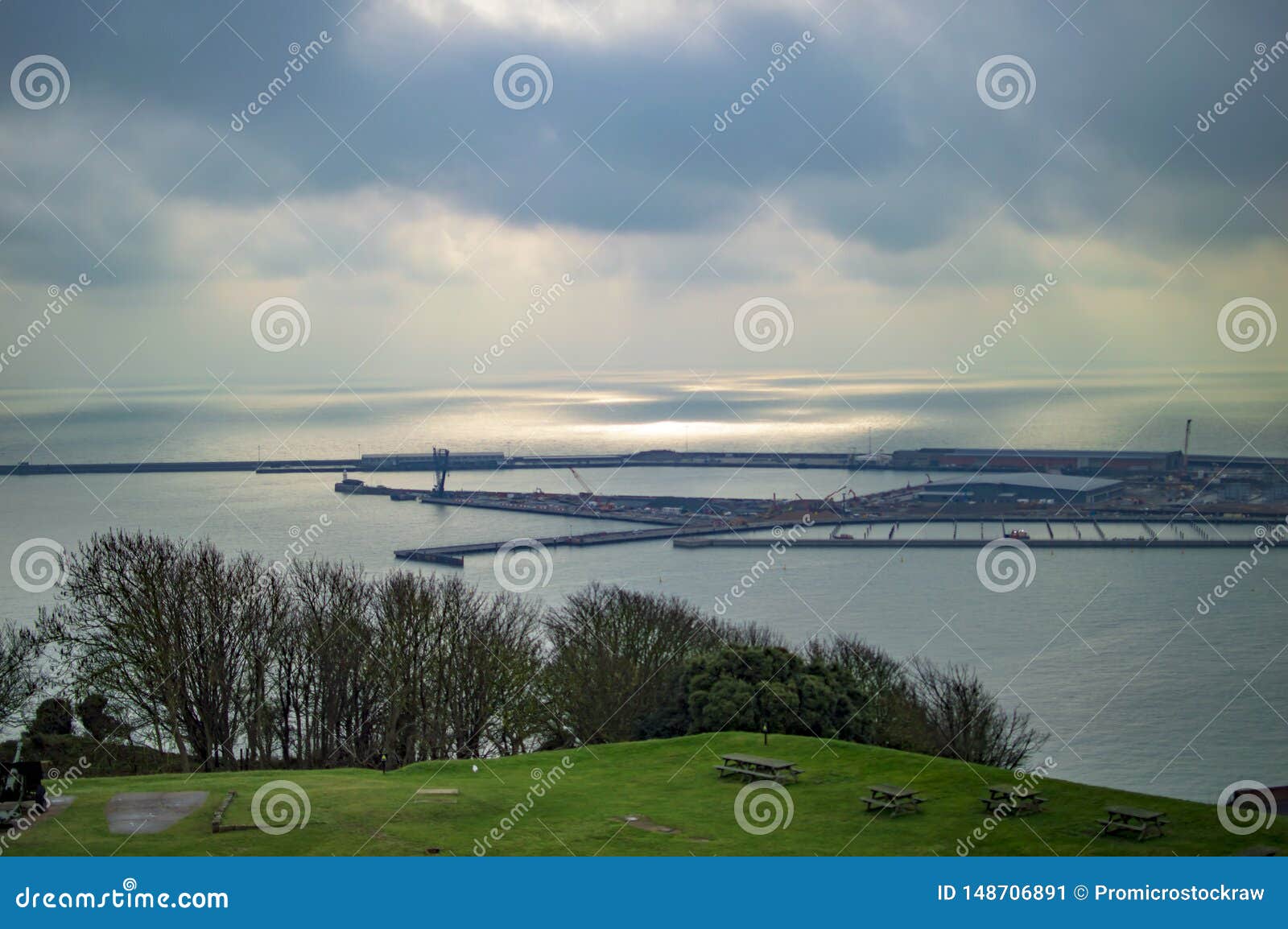 The Long View of Dover Port Sea with Clouds in Sky Stock Image - Image ...