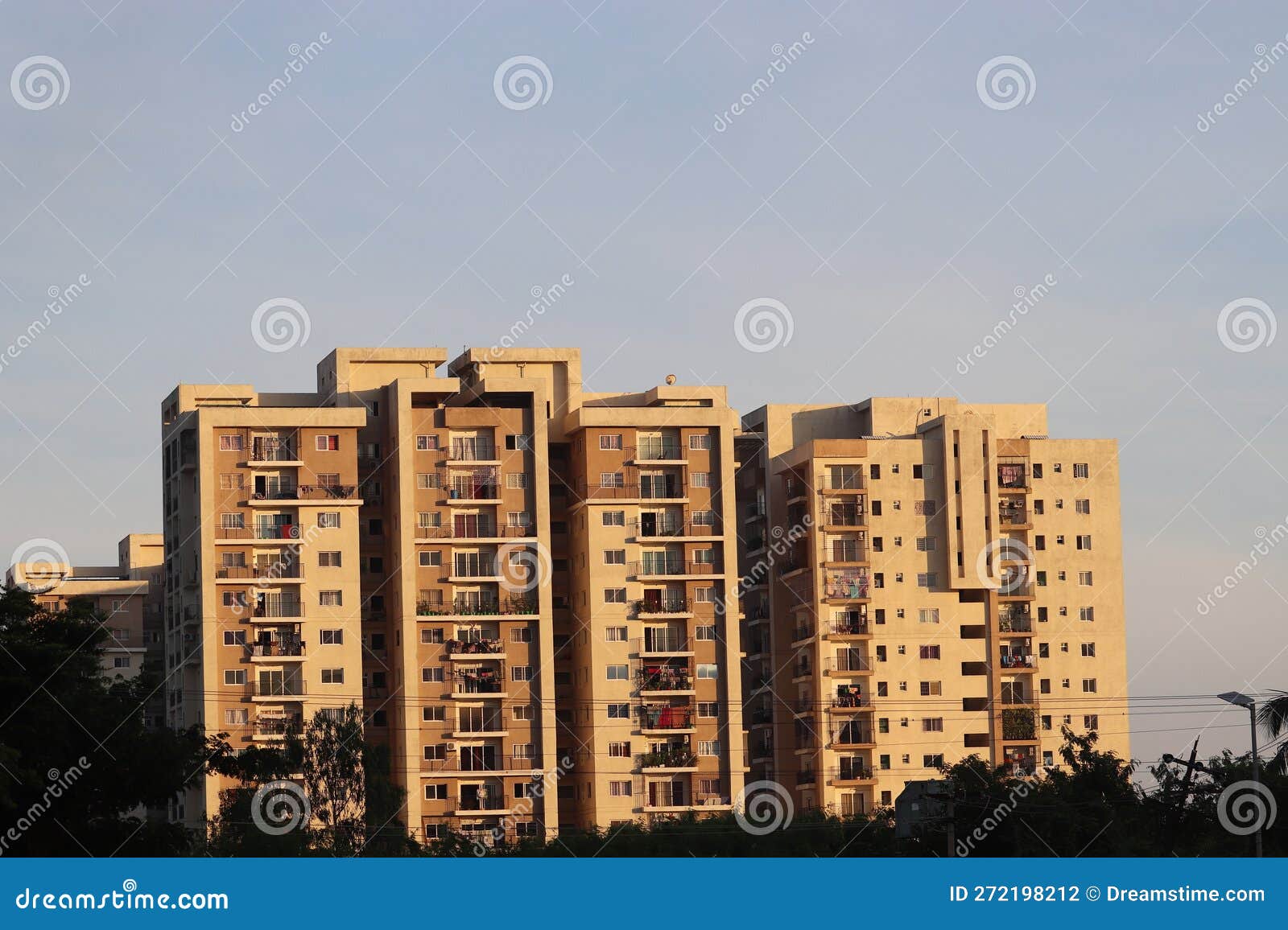 Long View of a Full Apartment Building Stock Photo - Image of district ...