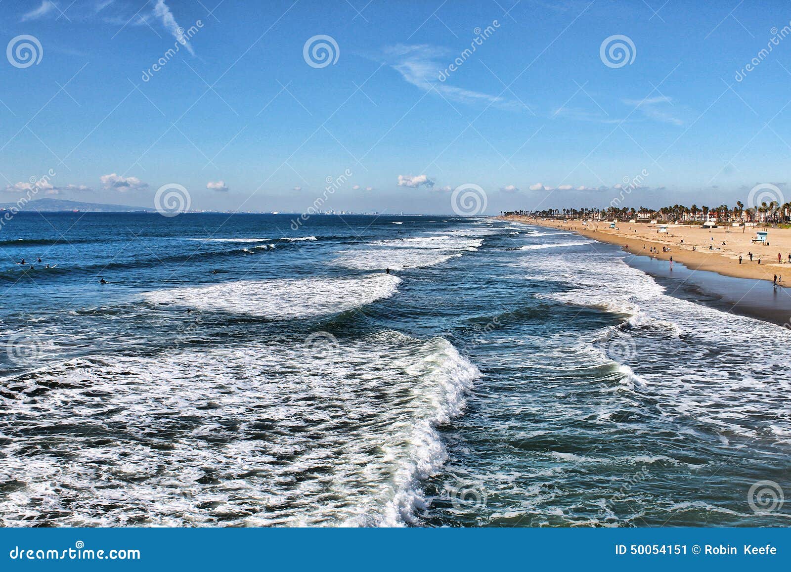 Long View of the Ocean and Beach Stock Image - Image of long, ocean ...