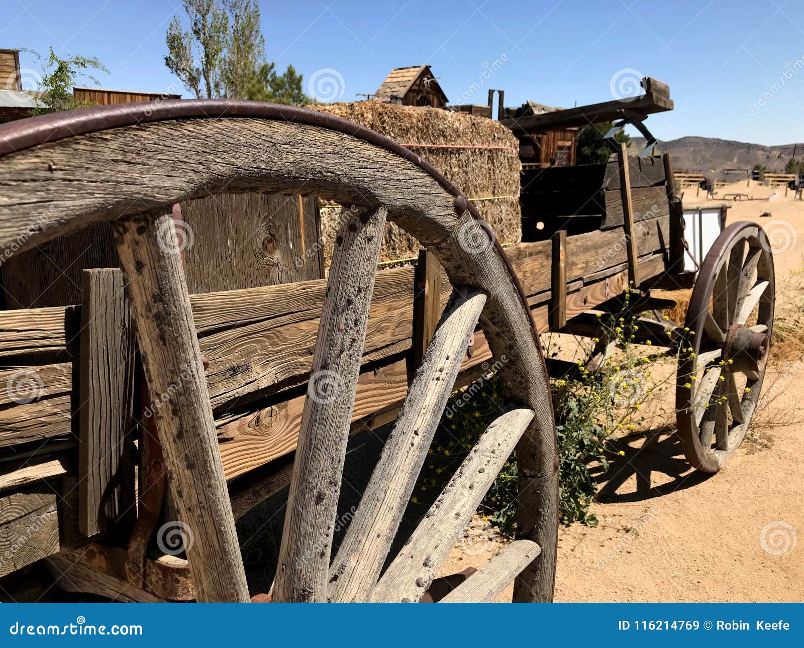 Long View of Wooden Western Wagon Stock Image - Image of long, wheels ...