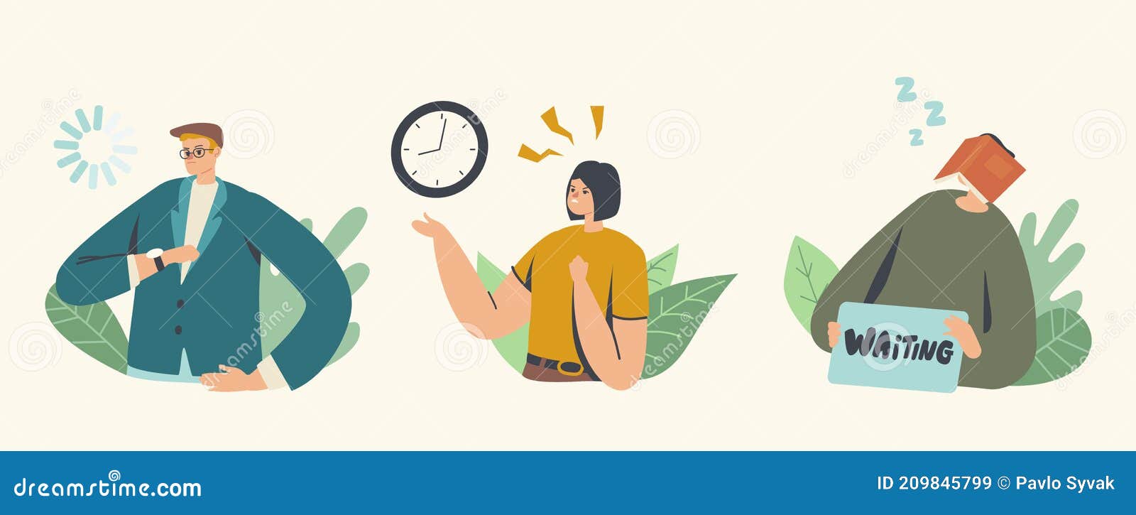 Long Wait Landing Page Template Set. Tired Bored Characters Long ... Long Wait Landing Page Template Set. Tired Bored Characters Long ...