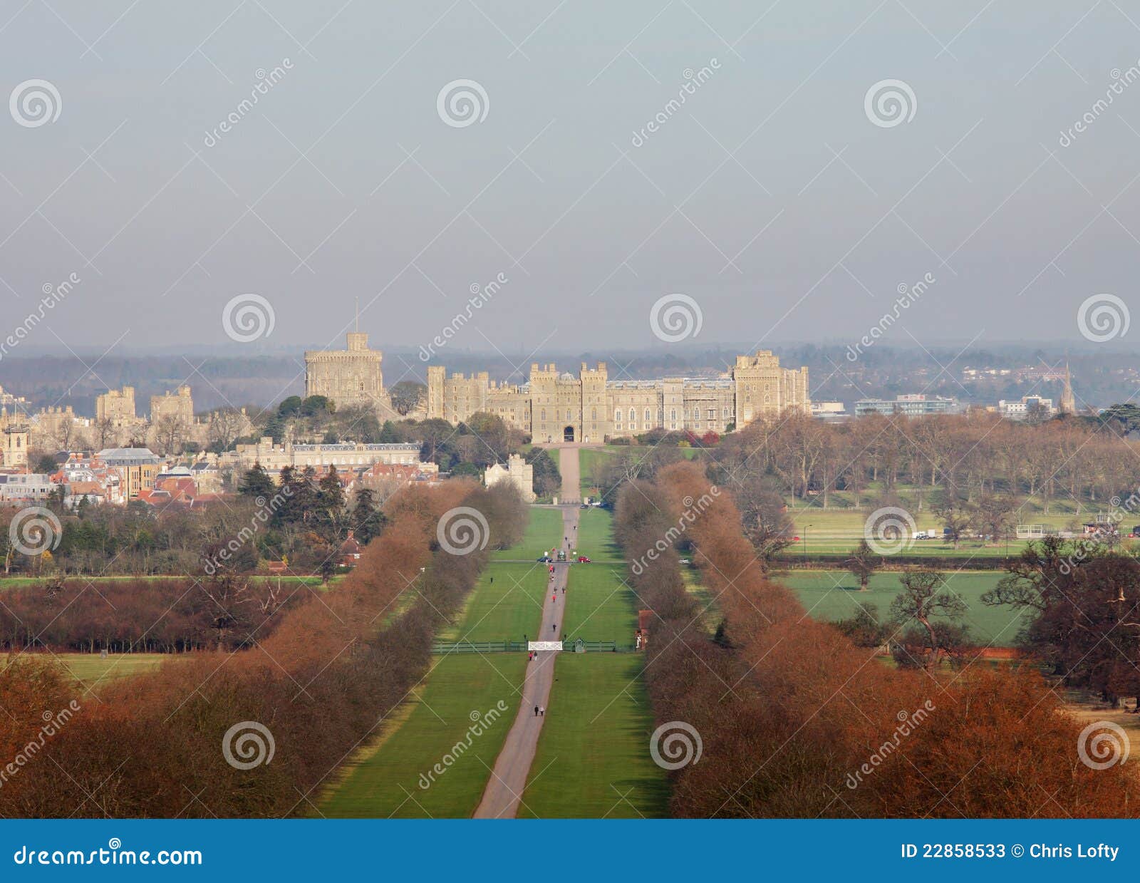 The Long Walk and Windsor Castle in Winter Stock Image - Image of track ...
