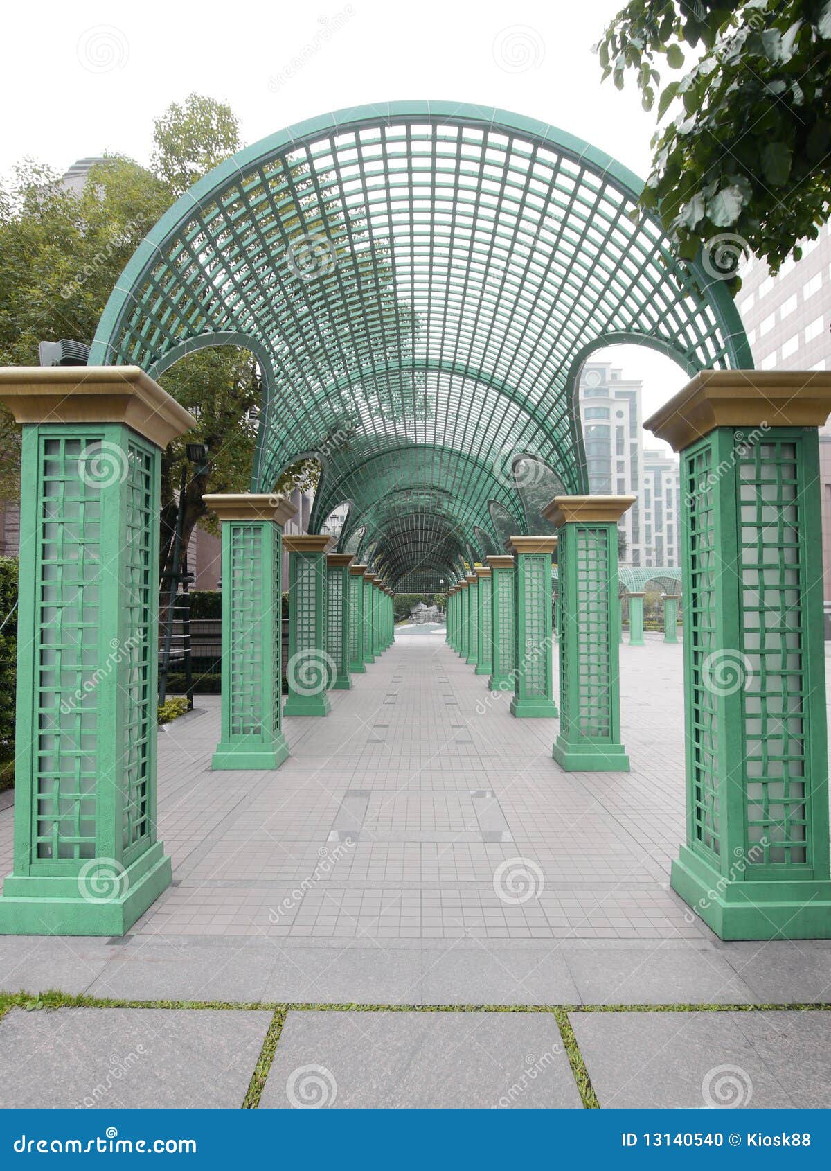 Long walkway stock photo. Image of green, entrance, building - 13140540