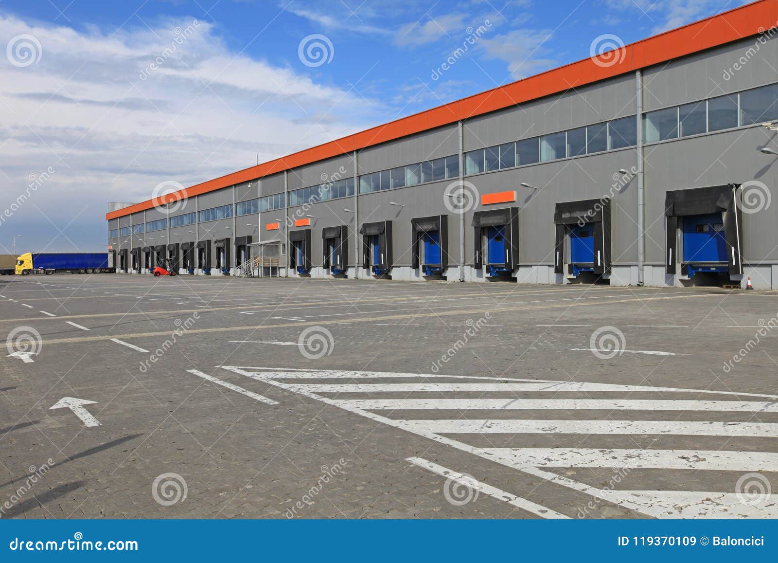 Long Warehouse Loading stock image. Image of long, building - 119370109