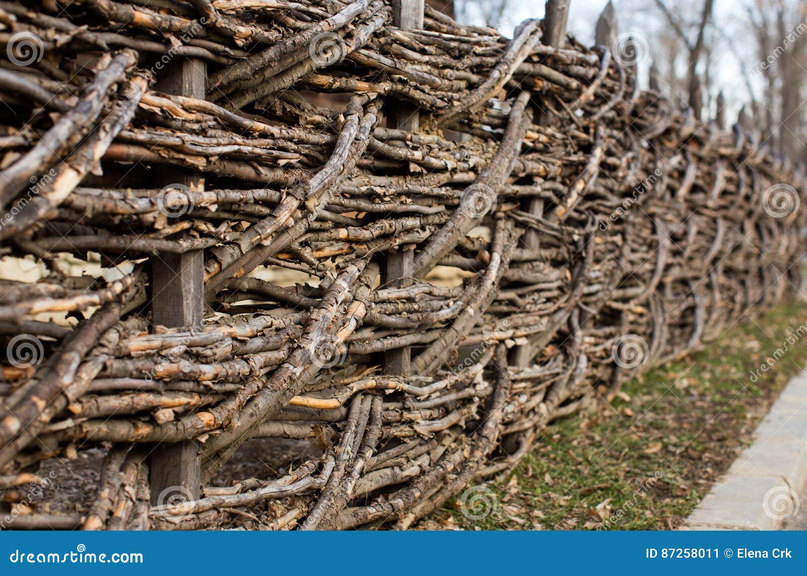 Long wattle fence stock image. Image of brown, strips - 87258011