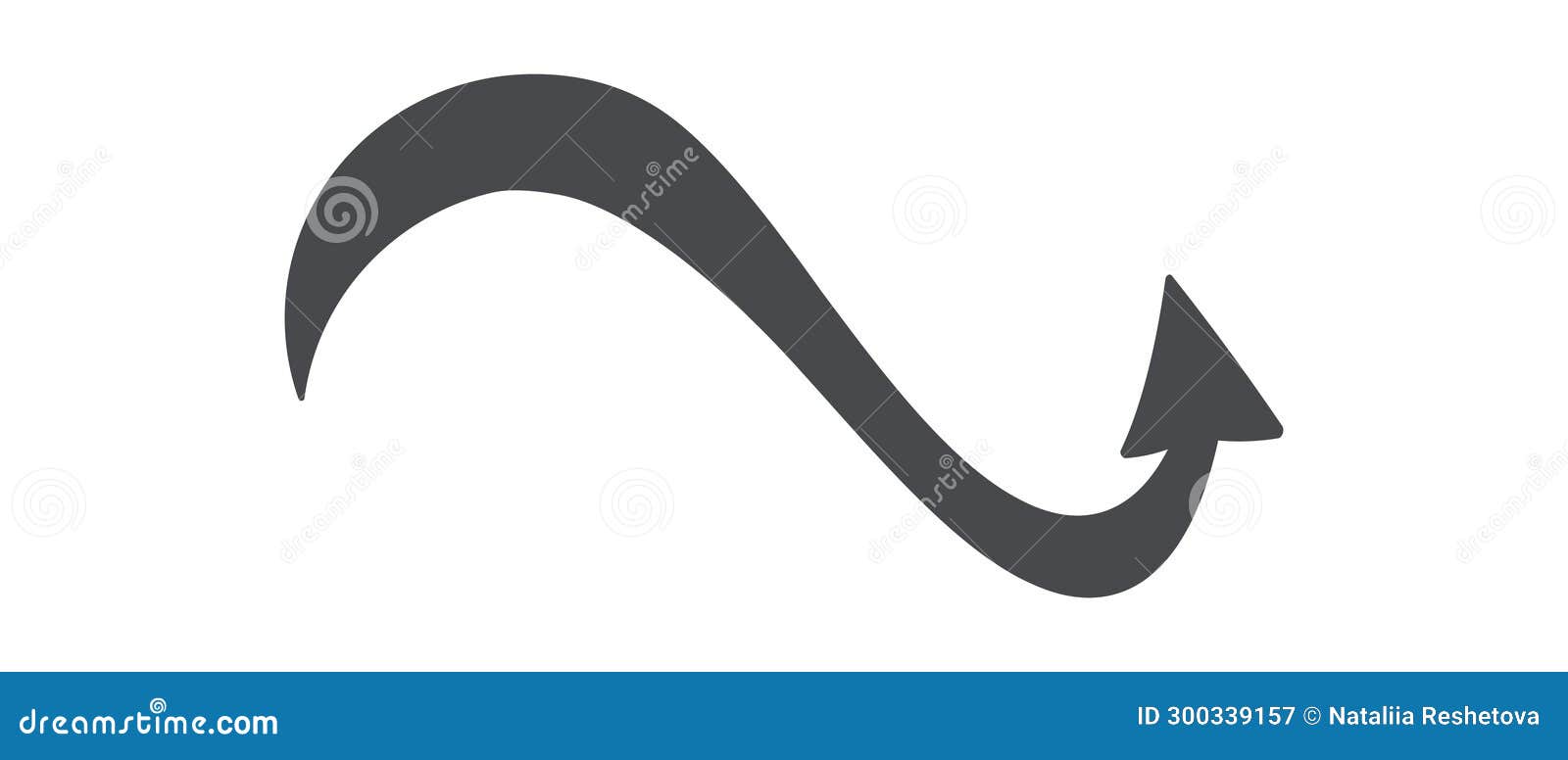 Long Wavy Horizontal Arrow. Black Arrow To the Right. Vector Icon ...