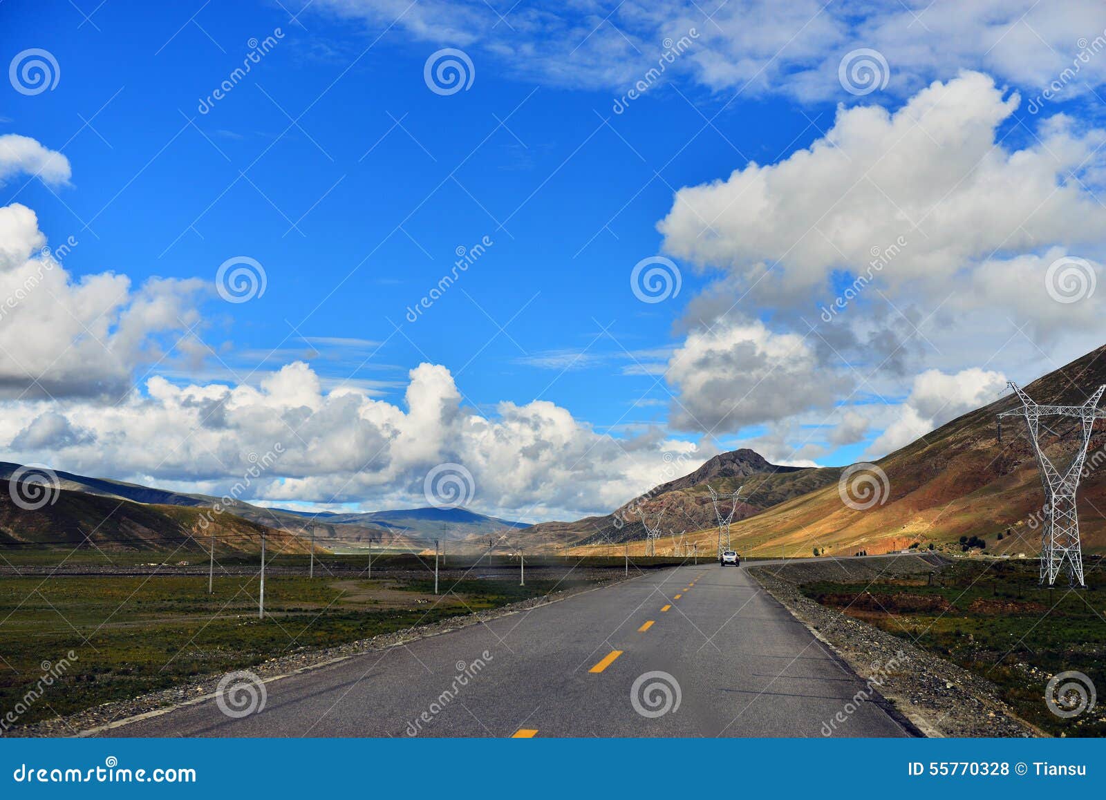 Long Way Ahead with High Mountain in Front Stock Photo - Image of ...