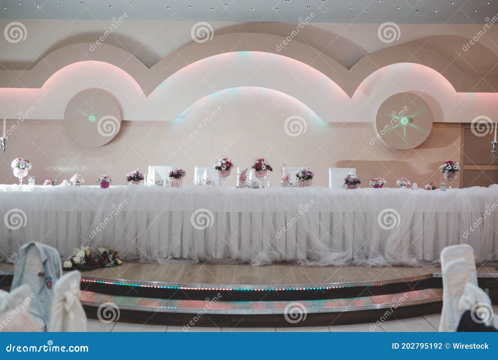 Long Wedding Table Set Up in a Wedding Reception Stock Photo - Image of ...
