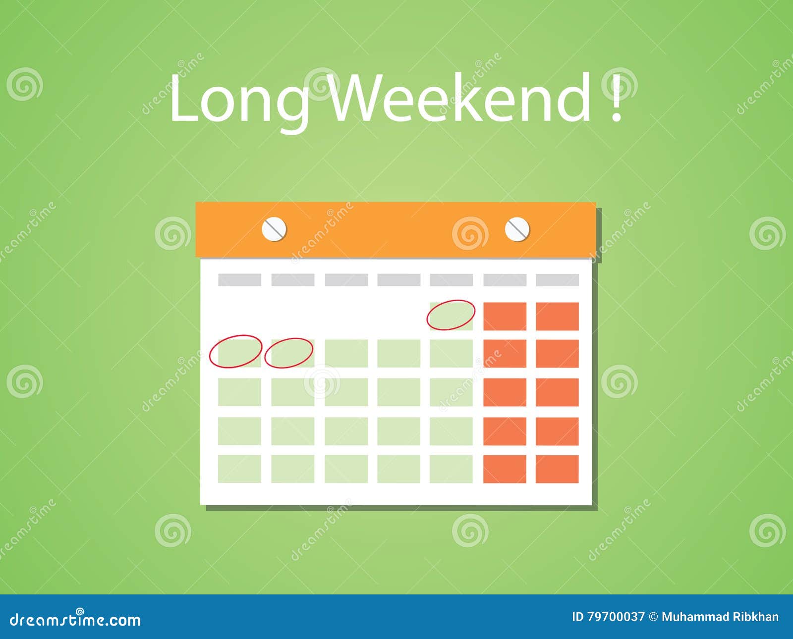 Long Weekend Concept Illustration with Flat Style and Green Background ...