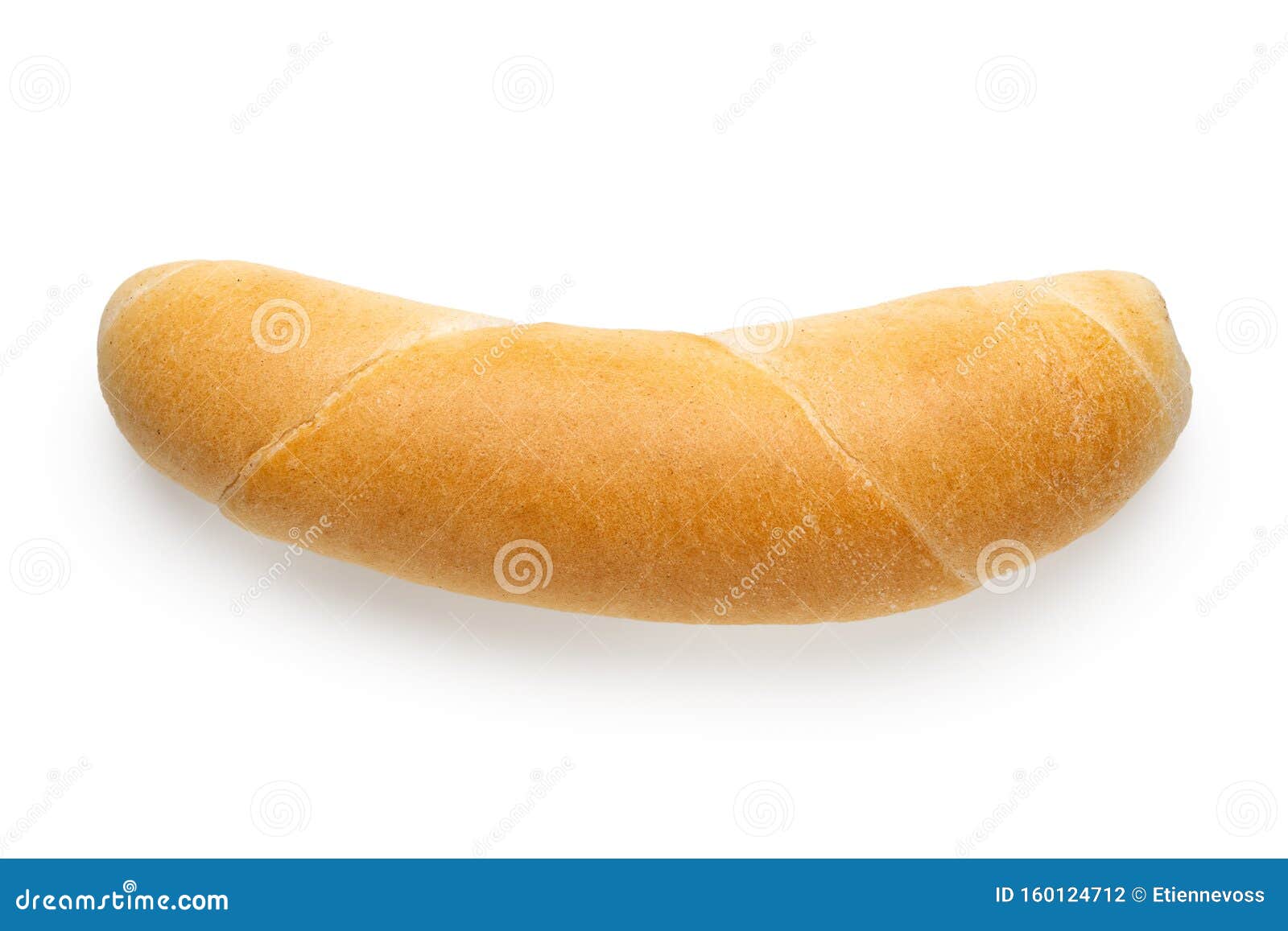 Long White Bread Roll Isolated on White. Top View Stock Photo - Image ...