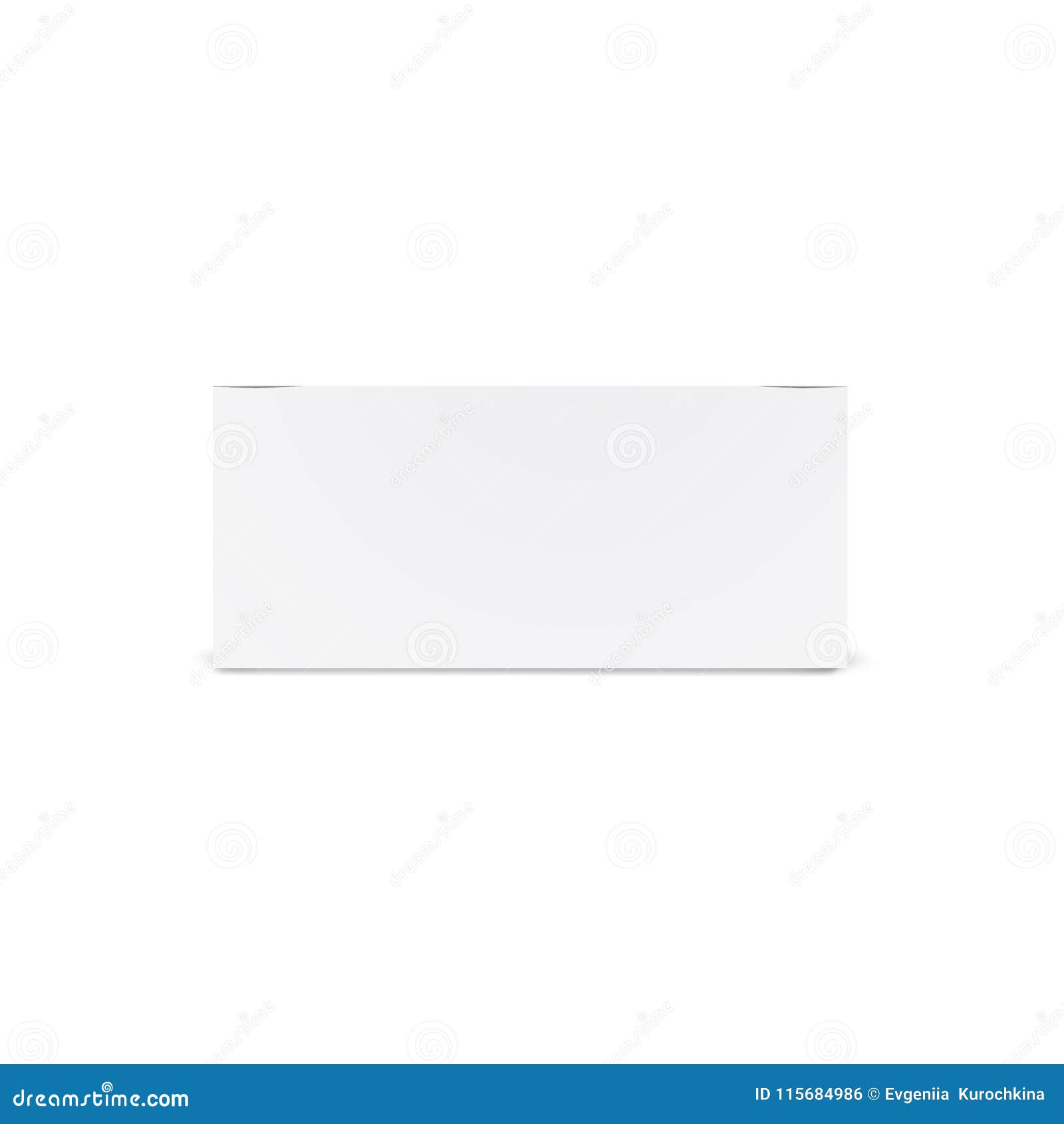 Long White Cardboard Box Mockup - Front View. Realistic Cardboard Box ...