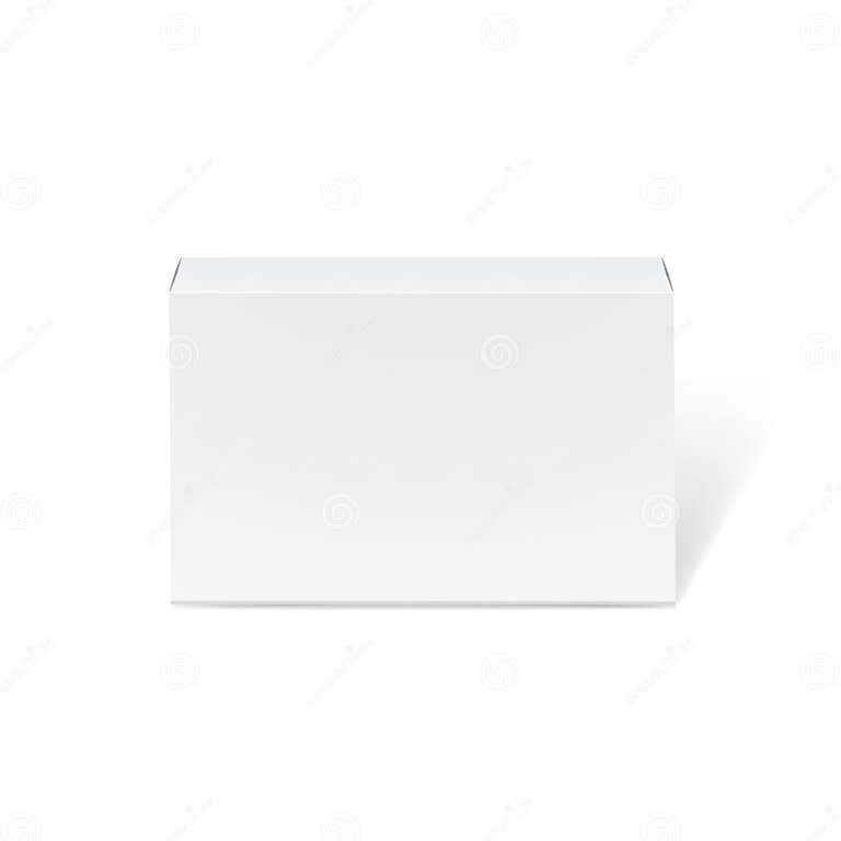 Long White Cardboard Box Mockup - Front View. Realistic Cardboard Box ...