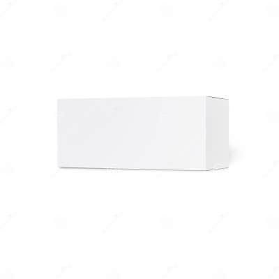Long White Cardboard Box Mockup - Side View. Realistic Cardboard Box ...
