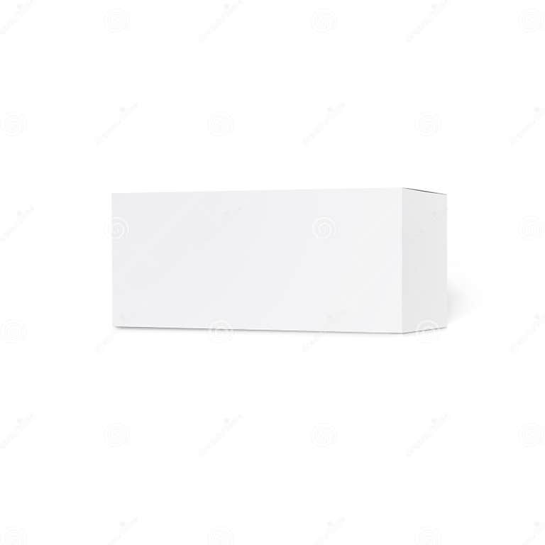 Long White Cardboard Box Mockup - Side View. Realistic Cardboard Box ...