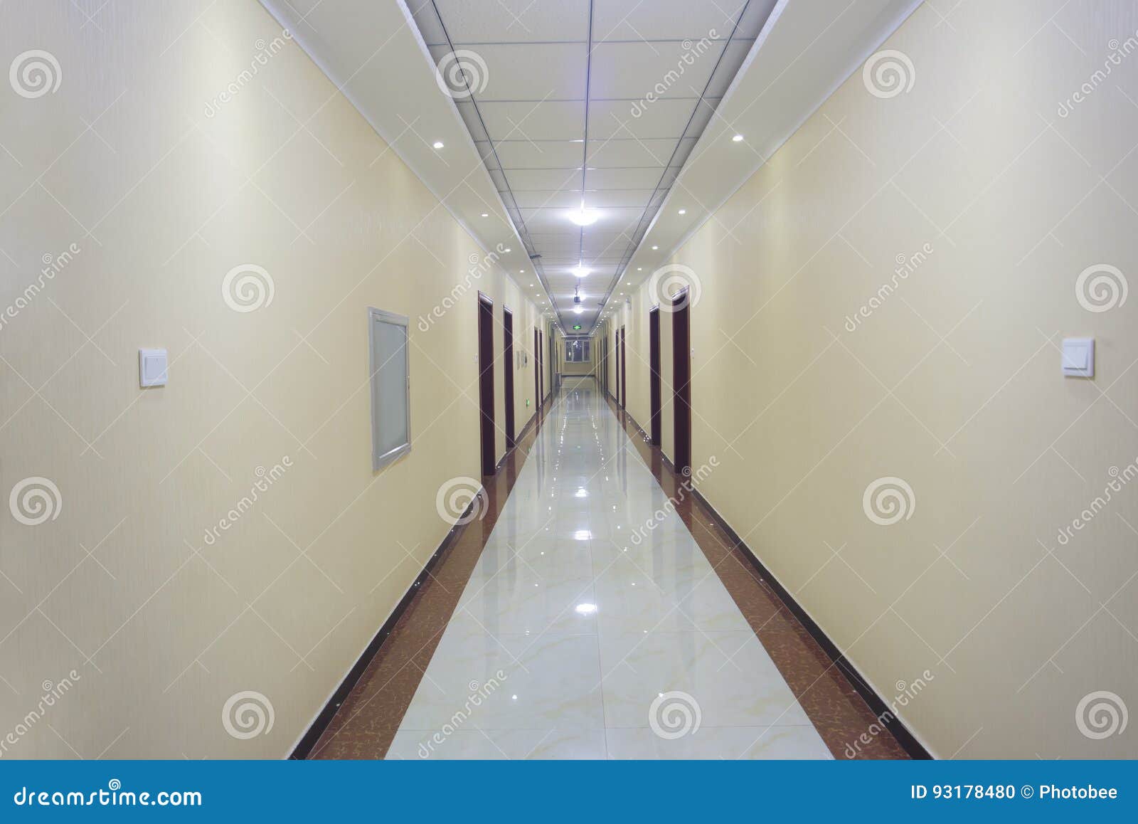 Long white corridor stock photo. Image of hallway, empty - 93178480