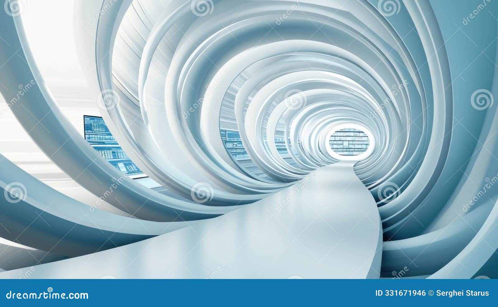A Long White Hallway with a Curved Ceiling and Walls, AI Stock Photo ...