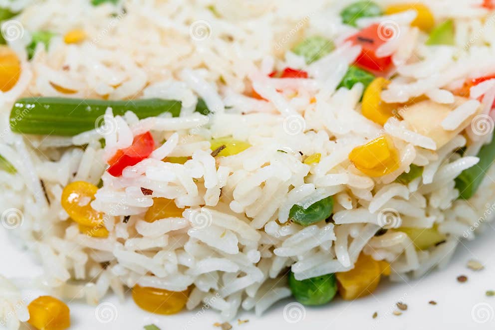 Long White Rice with Vegetables. Stock Image - Image of boiled, meal ...