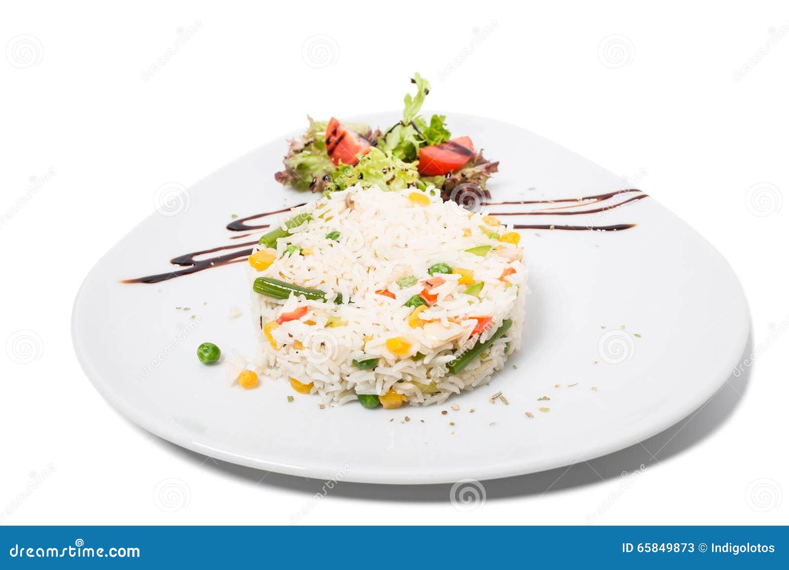 Long White Rice with Vegetables. Stock Image - Image of cooked, meal ...