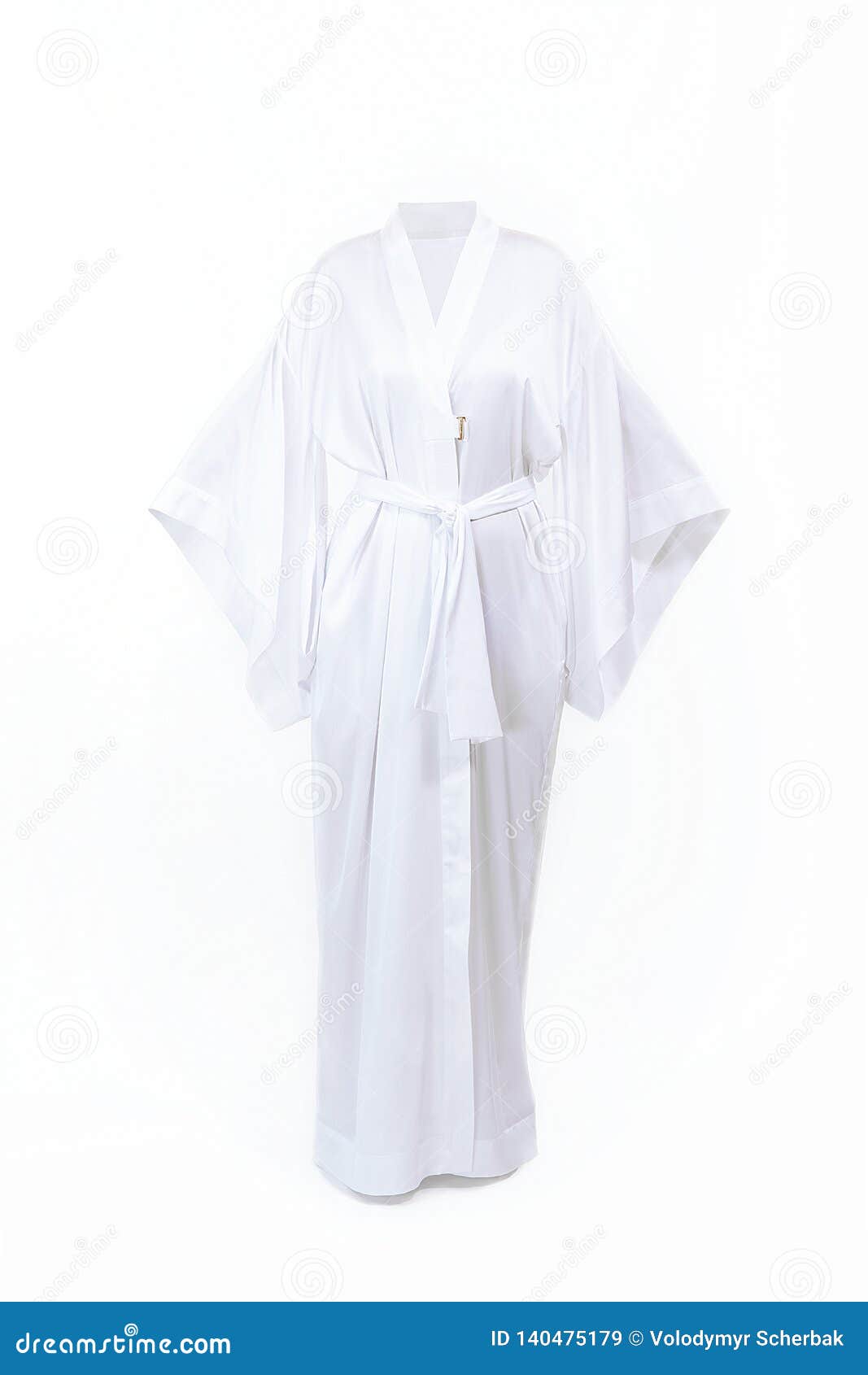 White Silk Bathrobe Bathrobe. Isolated on White Stock Image - Image of ...