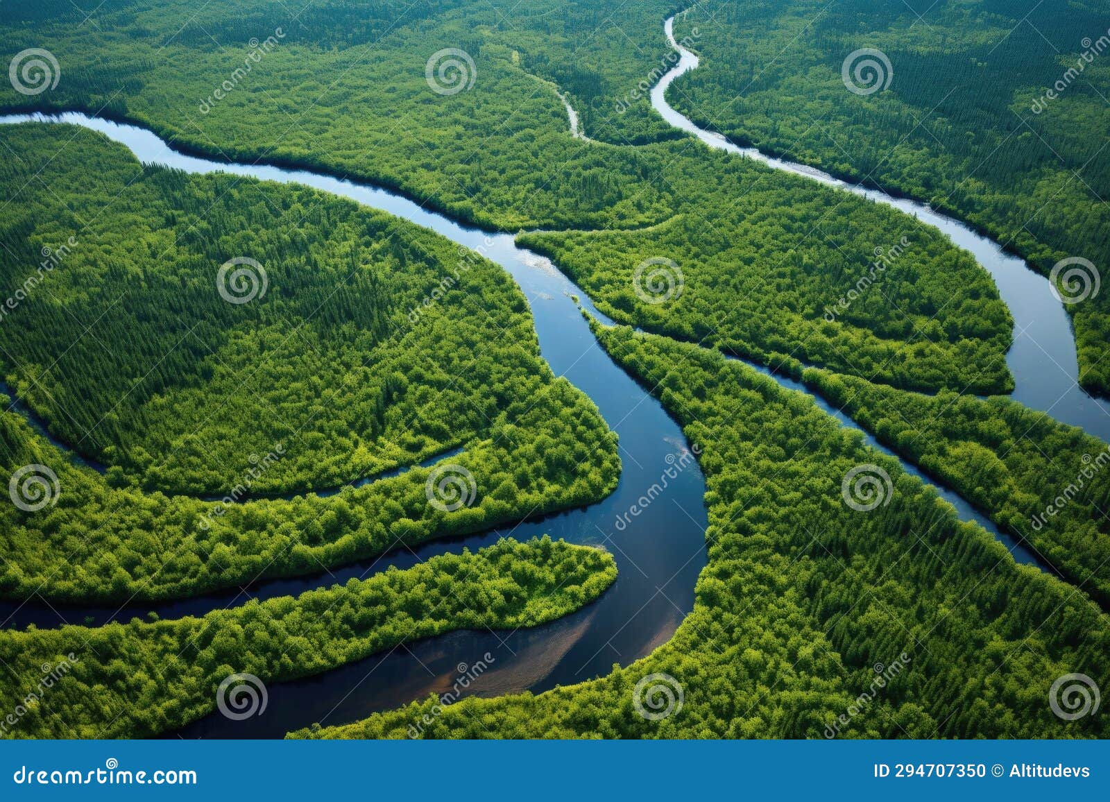 A Long, Winding River Seen from an Aerial View Stock Photo - Image of ...