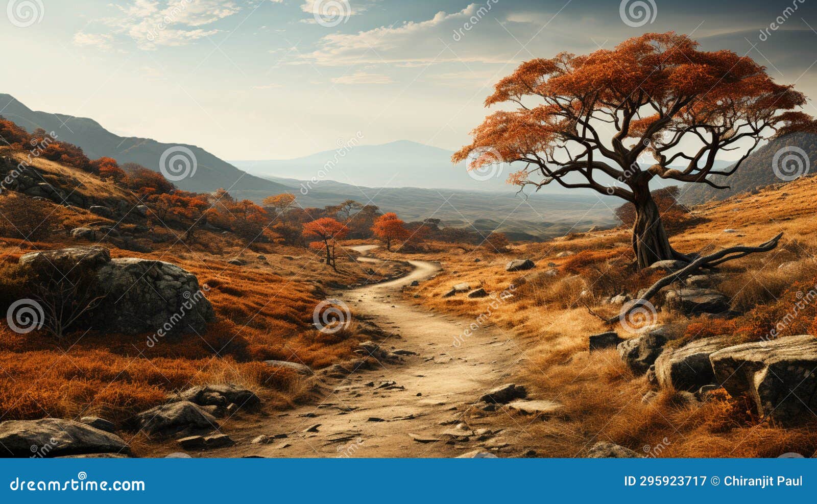 A Long Winding Road Surrounded by Dry Trees Stock Image - Image of ...