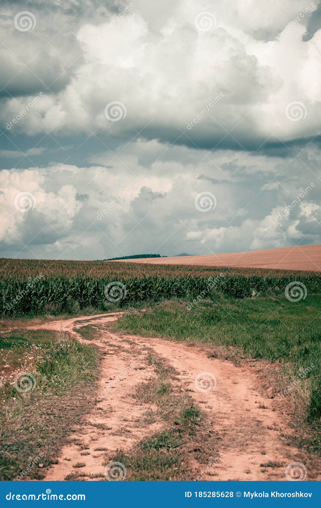 Long and Winding Rural Path at Hills and Fields Stock Photo - Image of ...