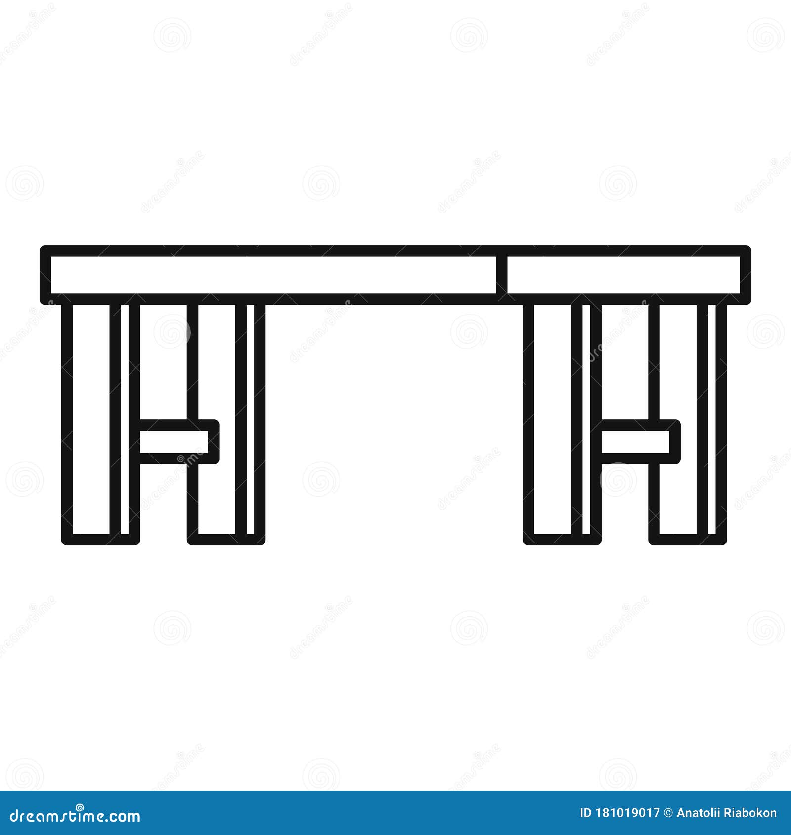 Long Wood Bench Icon, Outline Style Stock Vector - Illustration of ...
