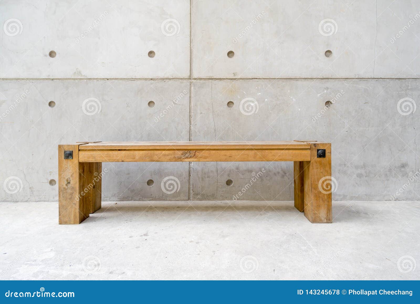 Long Wooden Chair with Wall Background Stock Photo - Image of furniture ...