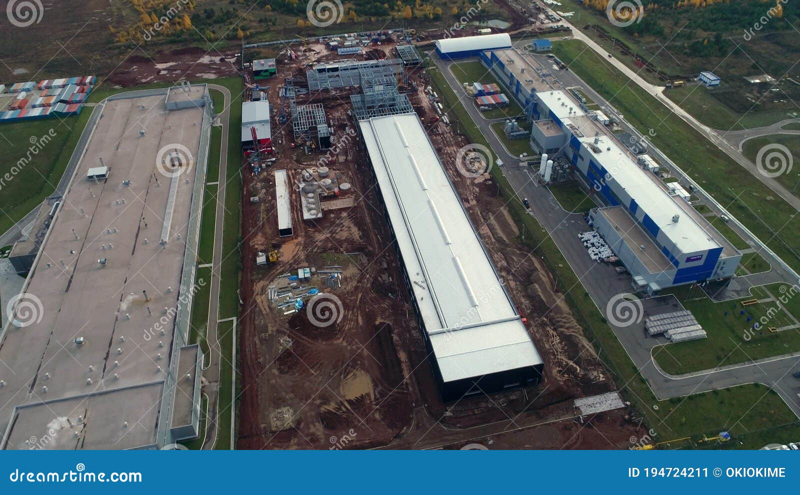 Long Workshop Buildings and Machines at Construction Site Stock Video ...