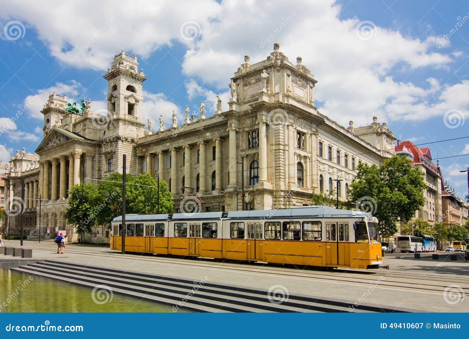 Long Yellow Tram in Budapest Stock Image - Image of destinations ...