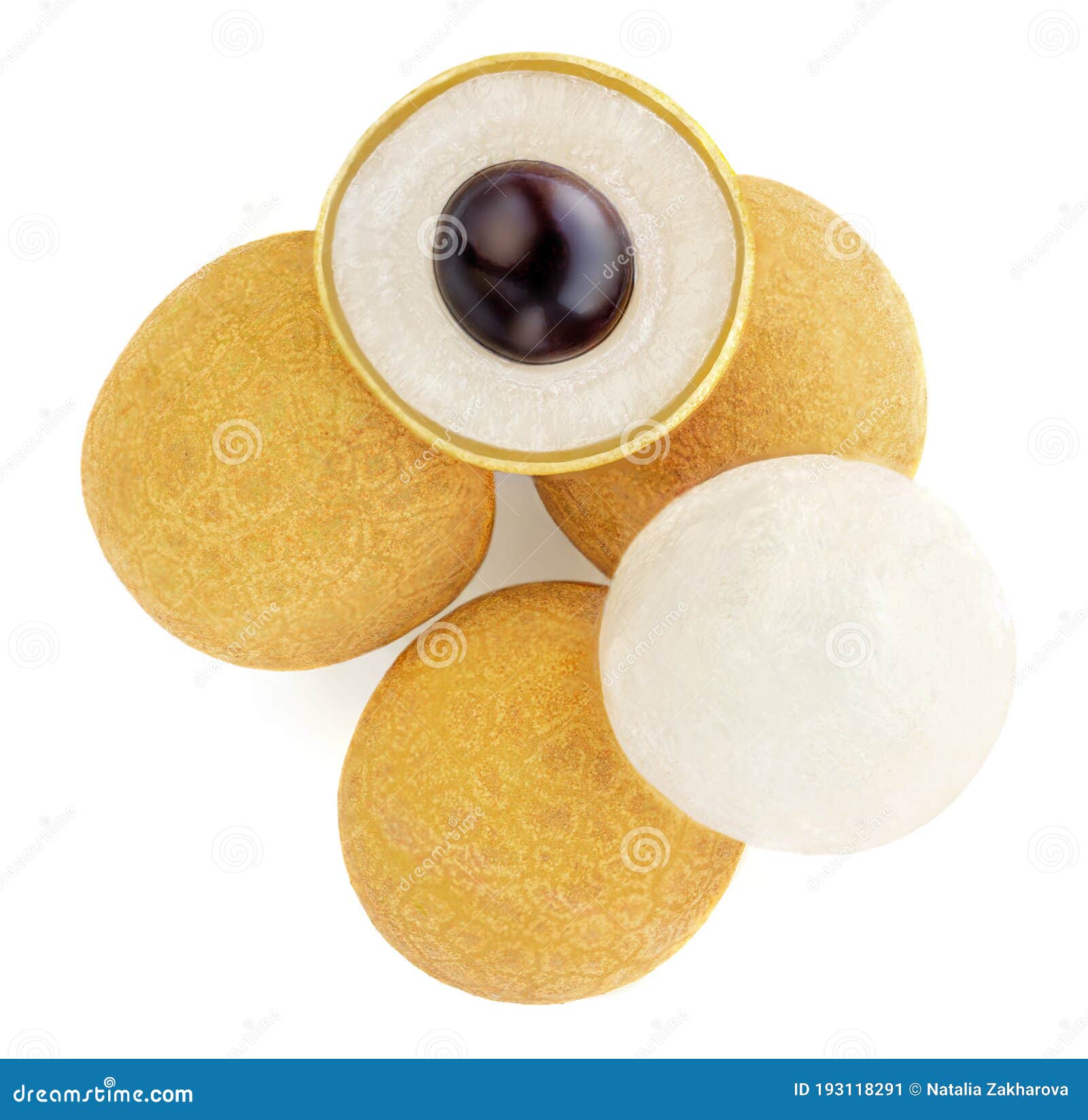 Longan Fruit. Fresh Longan Dragon Eye Isolated on White Background. Top ...
