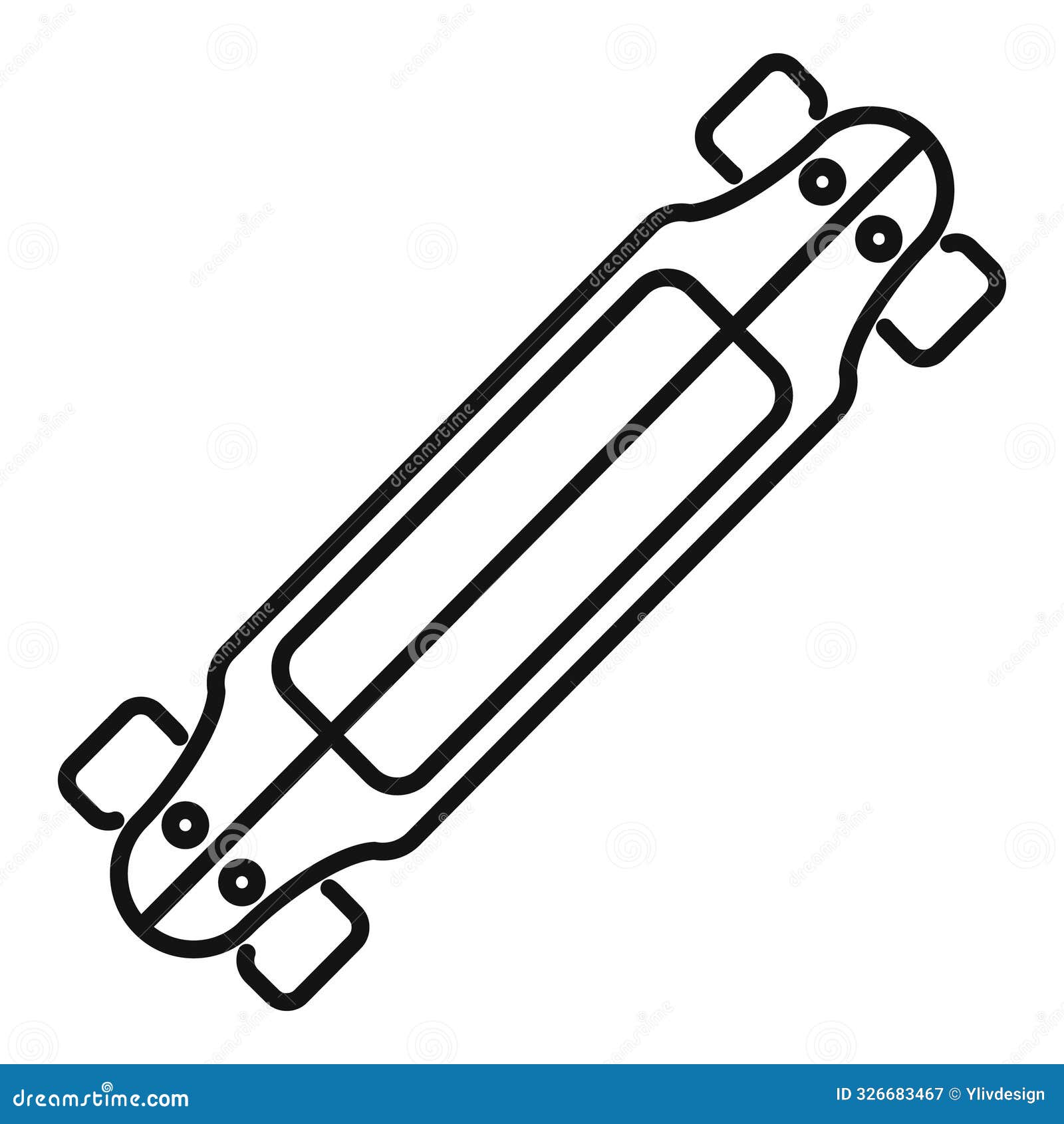 Longboard Deck Showing from Underneath Line Art Drawing Stock ...