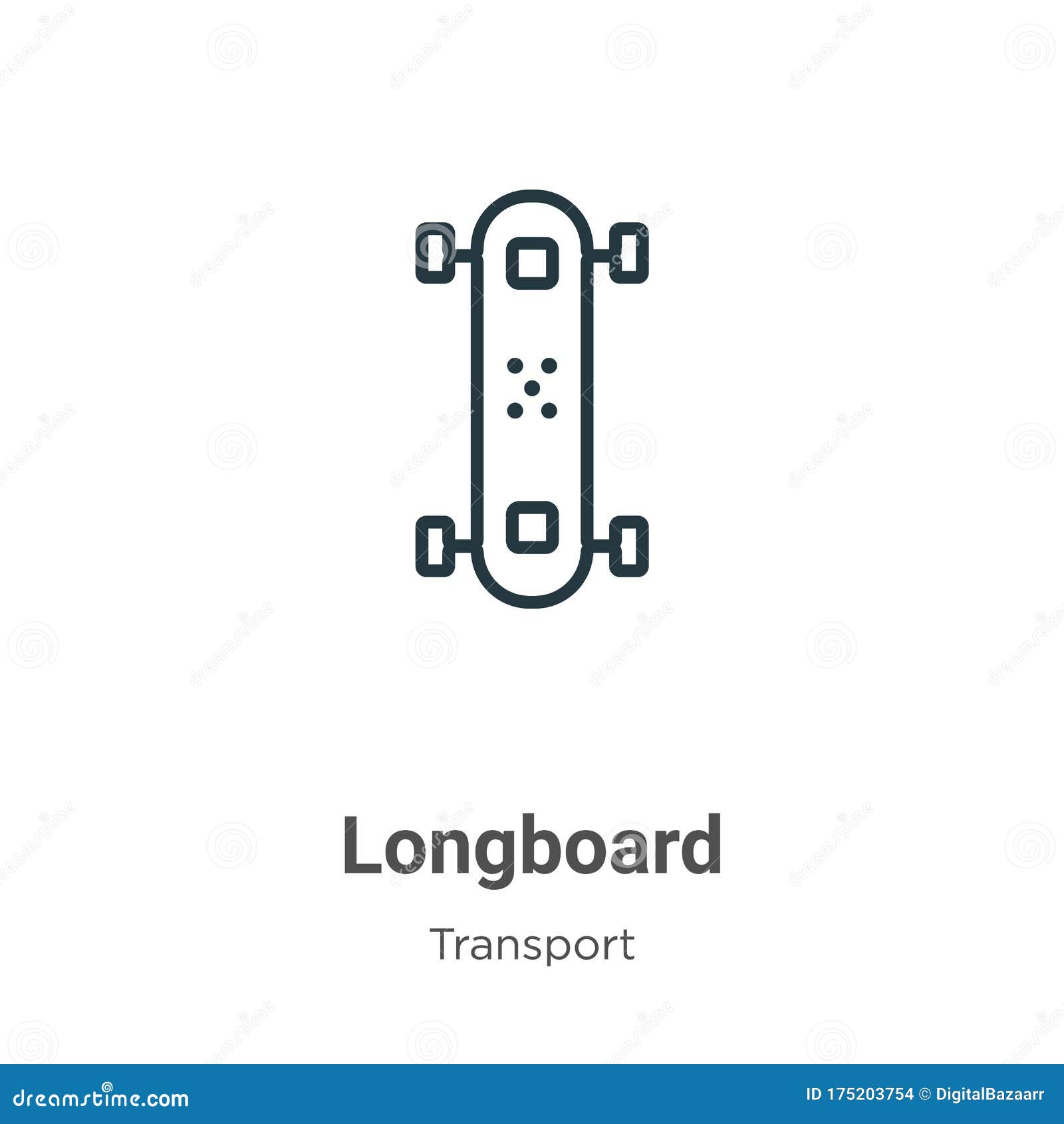 Longboard Outline Vector Icon. Thin Line Black Longboard Icon, Flat ...