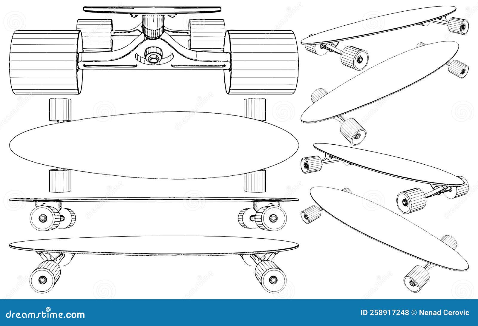 Longboard Skateboard Vector. Illustration Isolated on White Background ...