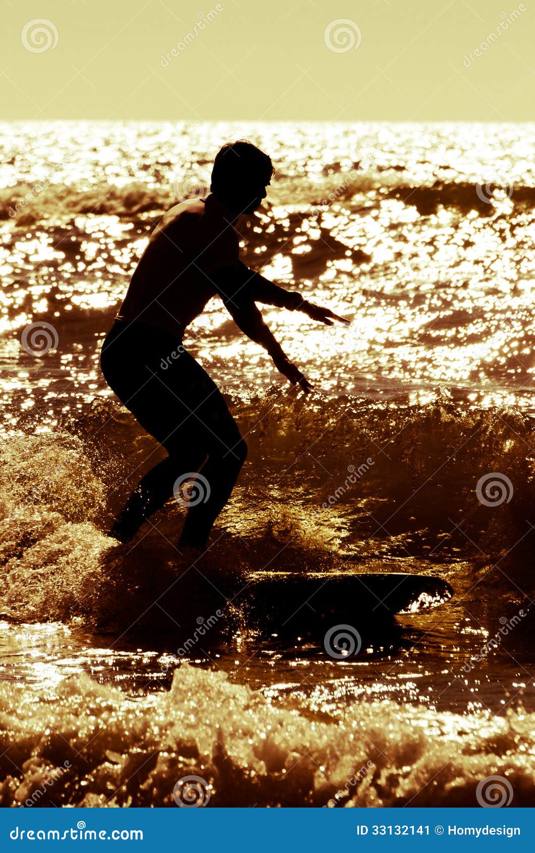 Longboarder Surfing at Sunset Stock Image - Image of orange, health ...