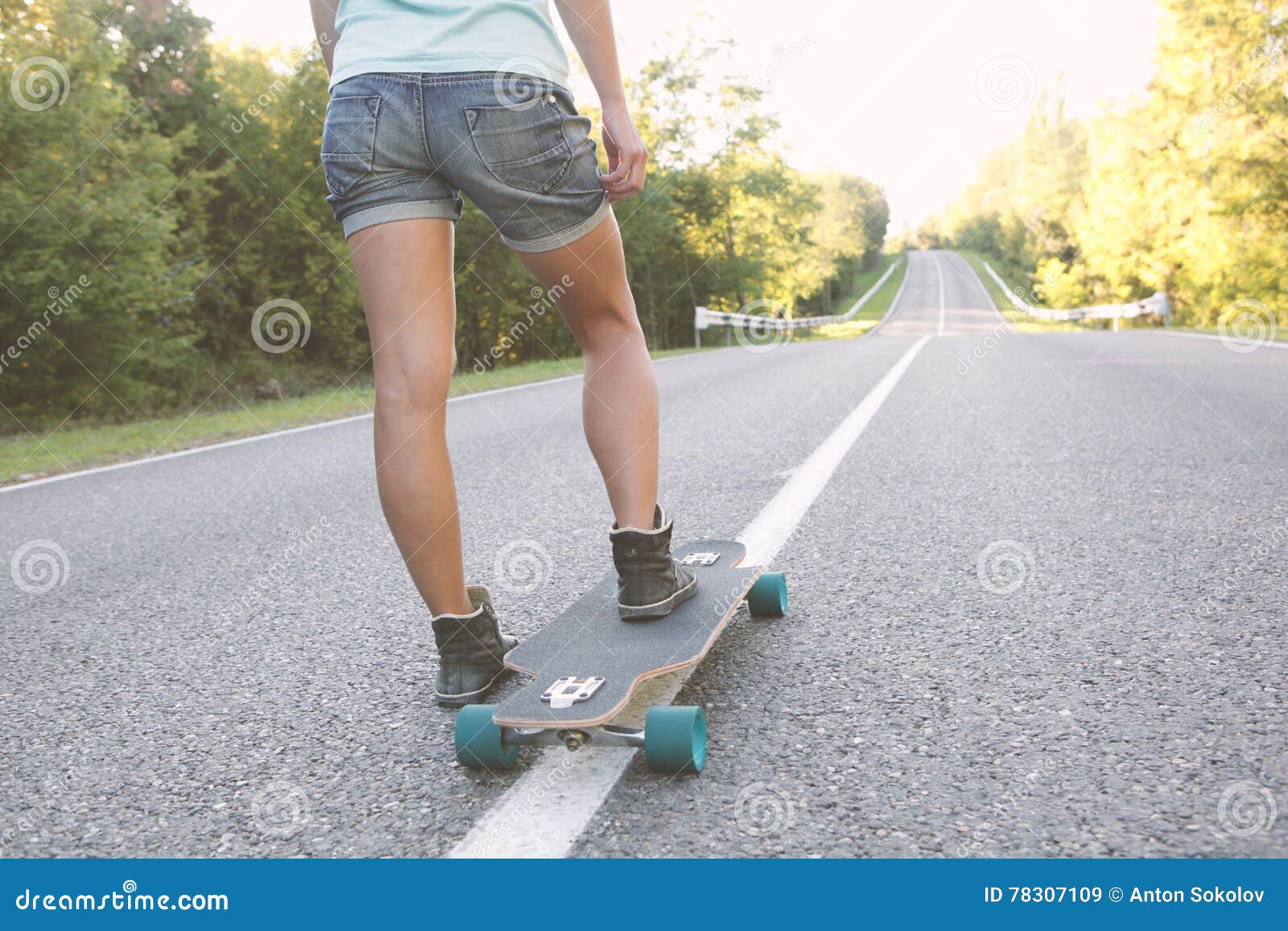 Longboarding. stock image. Image of skating, girls, lifestyles - 78307109