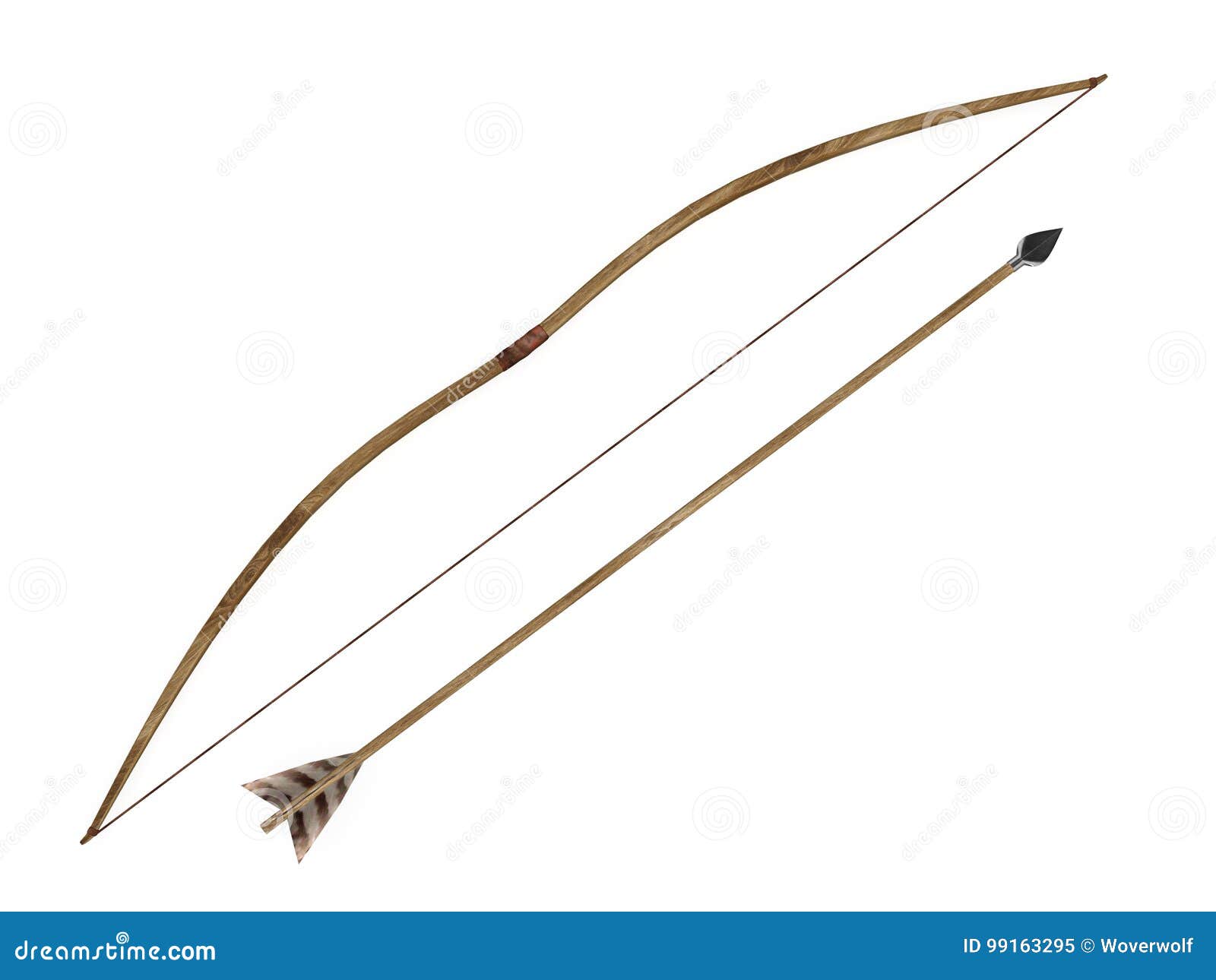 Longbow with Arrow 3d Rendering Stock Illustration - Illustration of ...