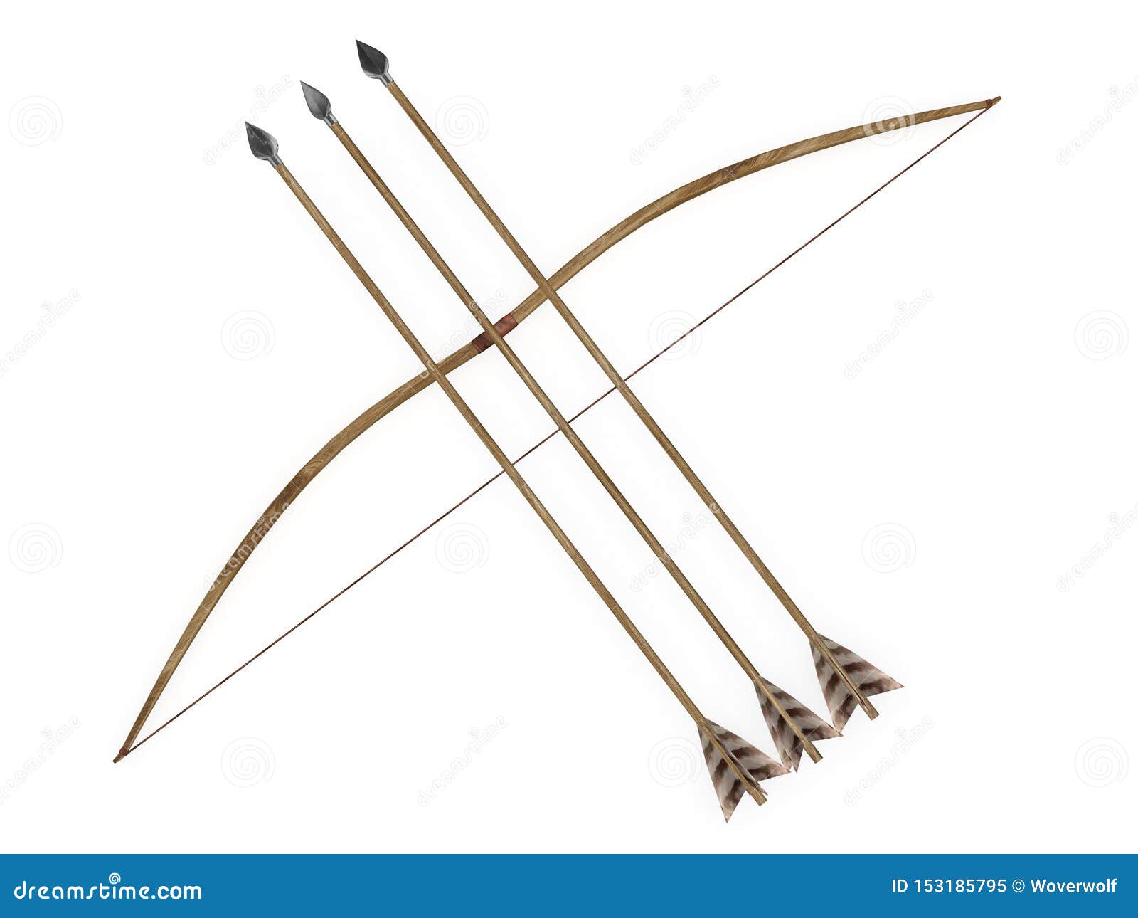 Longbow Crossed Three Arrows 3d Rendering Stock Illustration ...