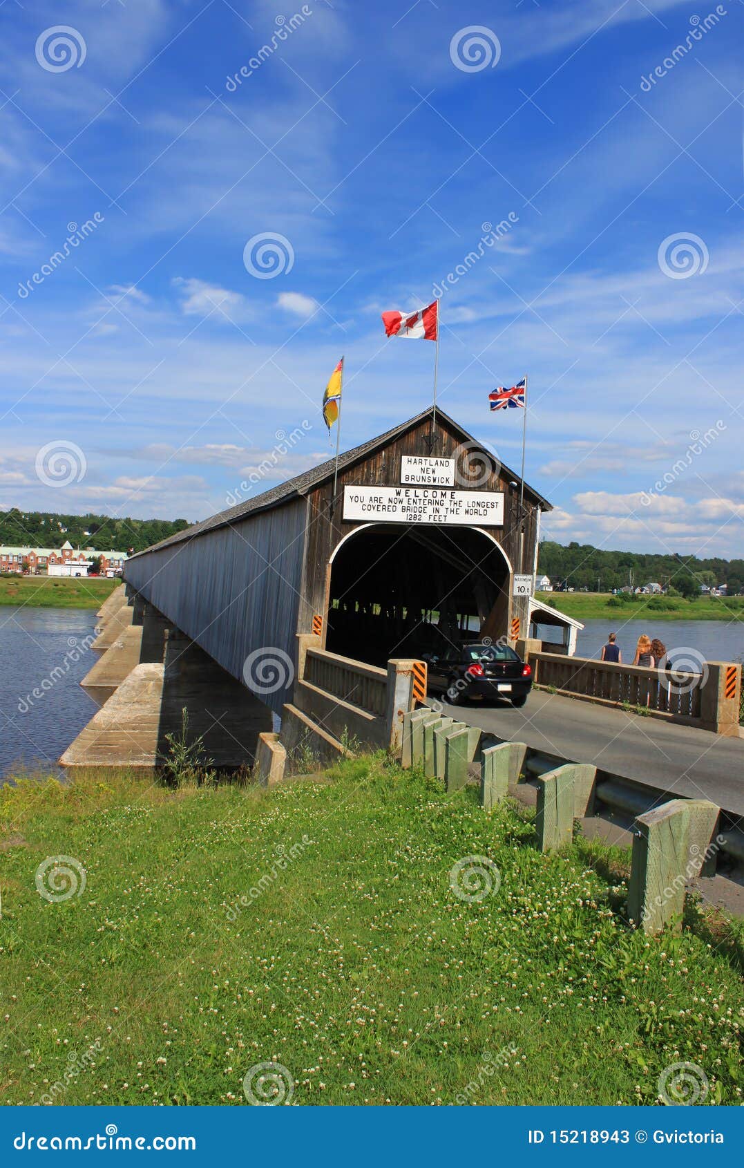 The Longest Covered Bridge in the World Stock Image - Image of river ...