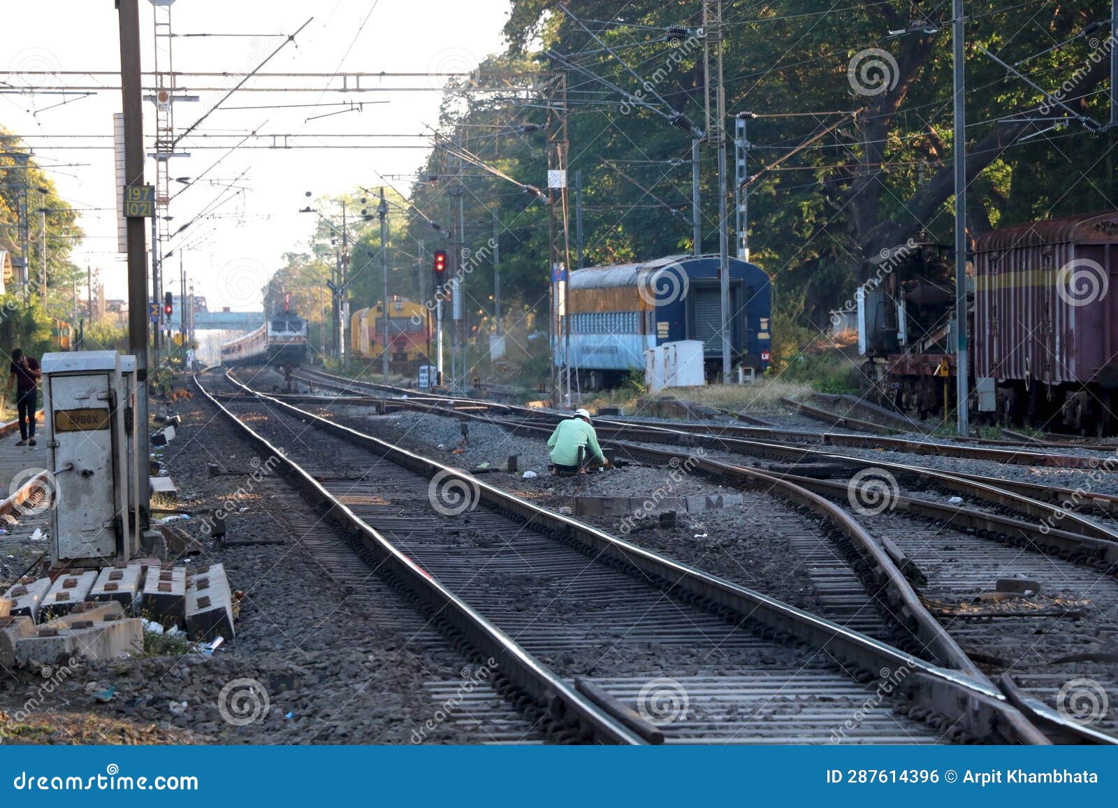 The Longest Railroad Tracks and Train Coming - Image Stock Photo ...