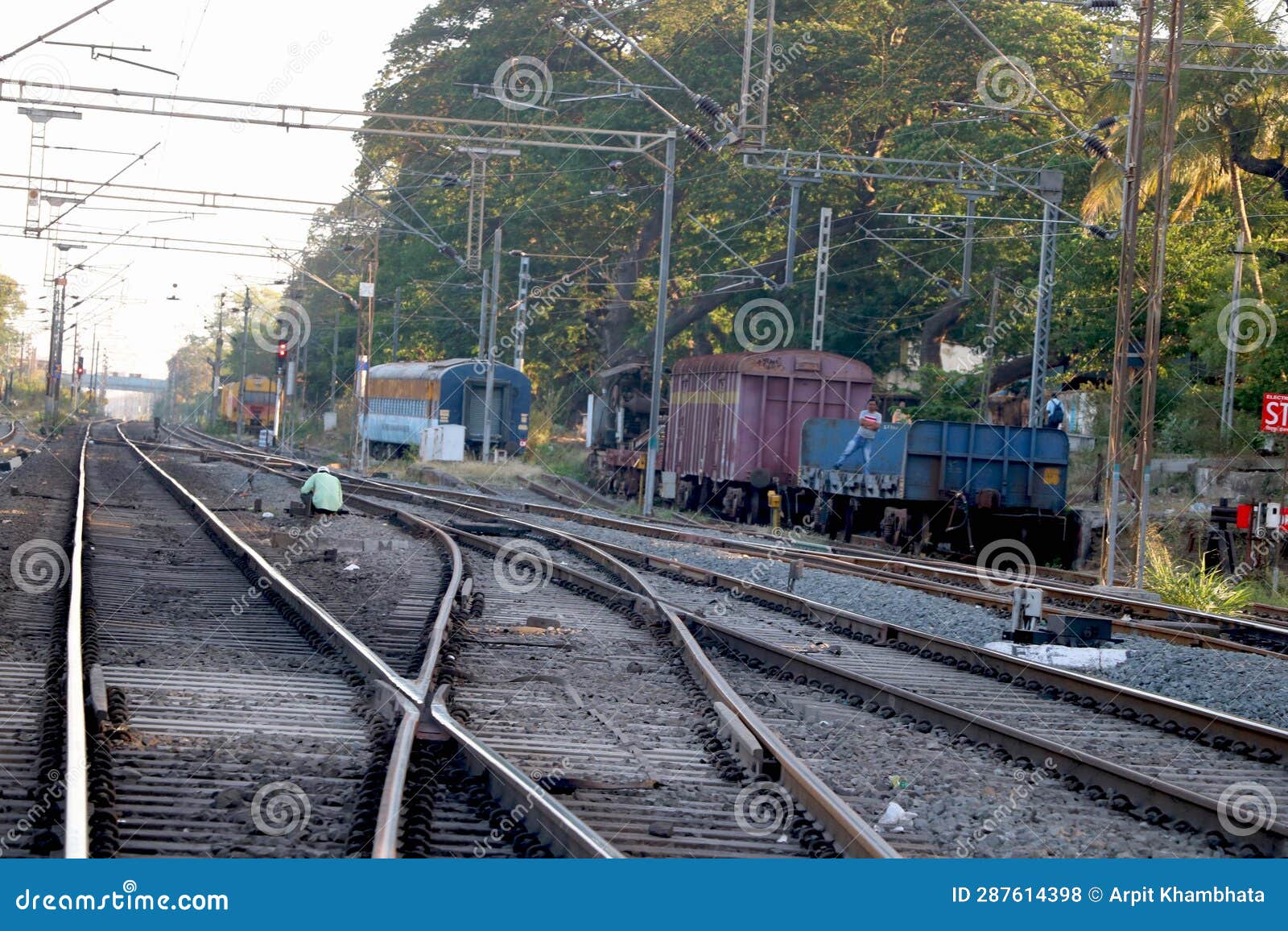 The Longest Railroad Tracks and Train Coming - Image Editorial Stock ...