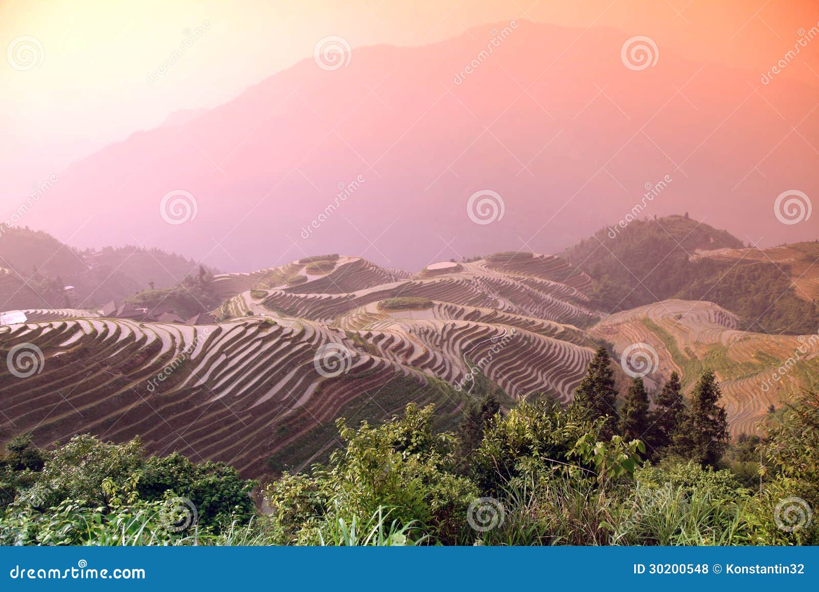 Longji rice terraces stock photo. Image of farmland, land - 30200548