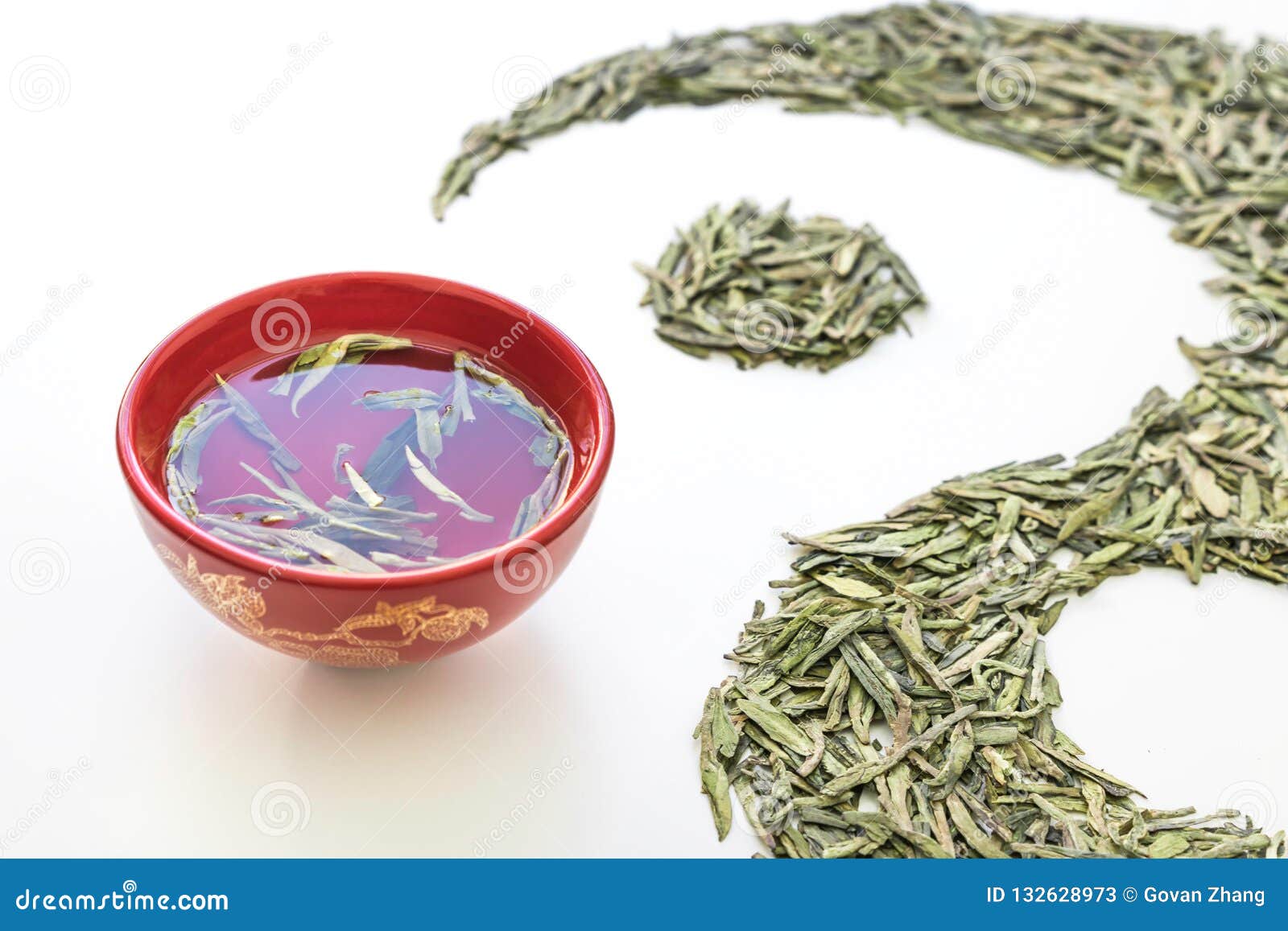 Longjing Tea and Teacup in Taiji Figure Stock Image - Image of lake ...