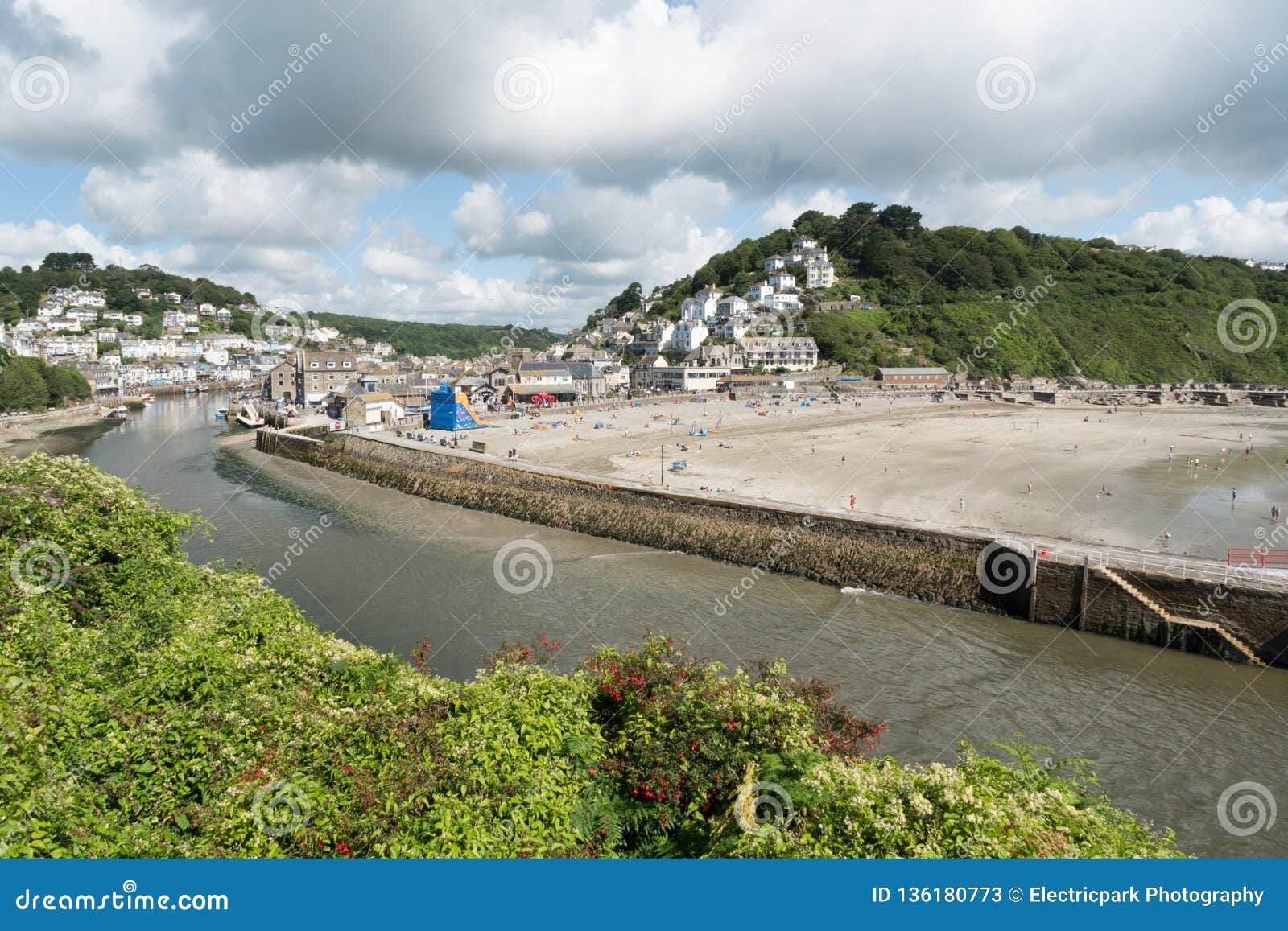 Looe Beach and River, Looe, Cornwall, UK Stock Image - Image of seaside ...