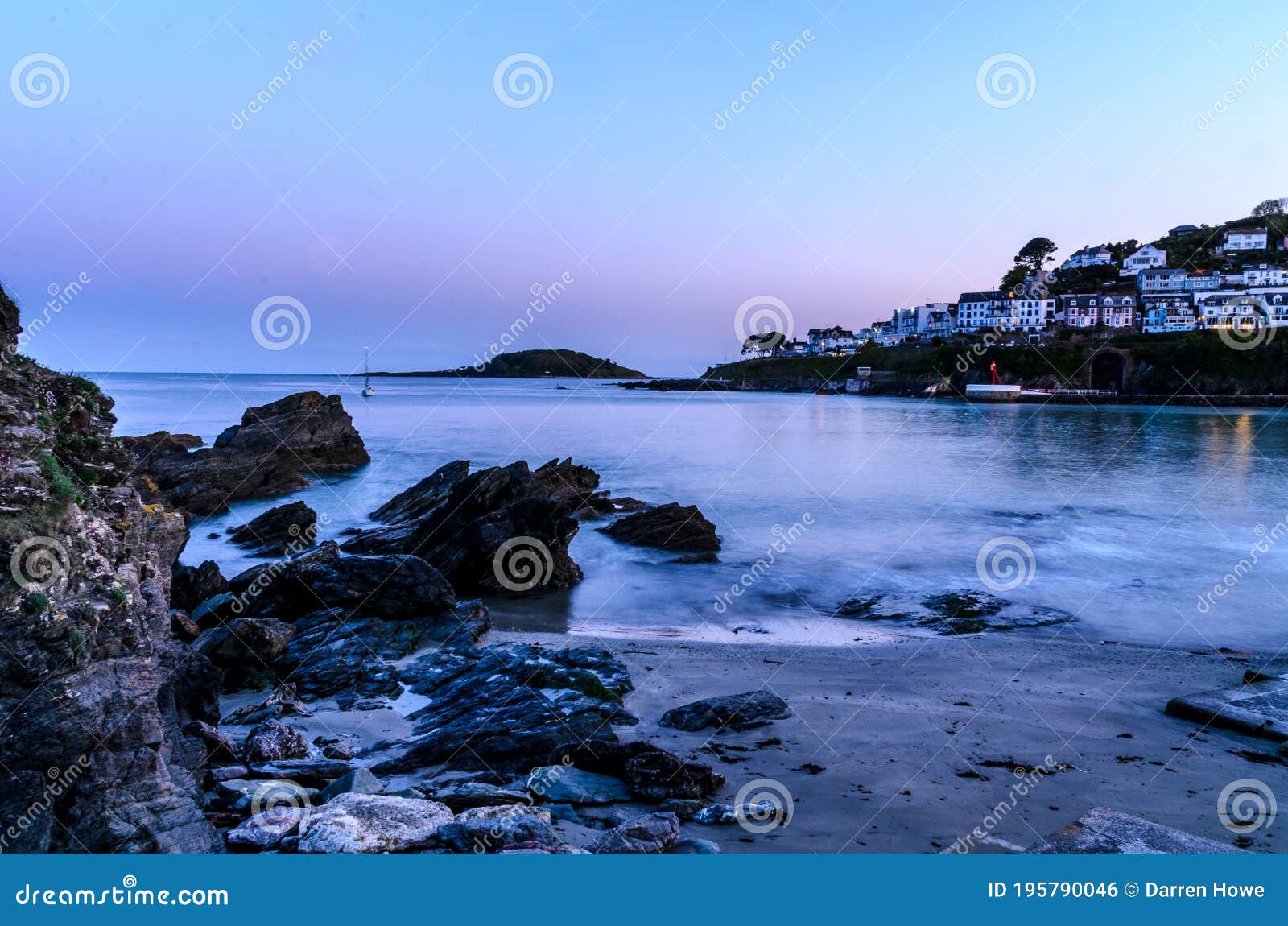 Looe Beach view sunset stock photo. Image of rock, unspoilt - 195790046