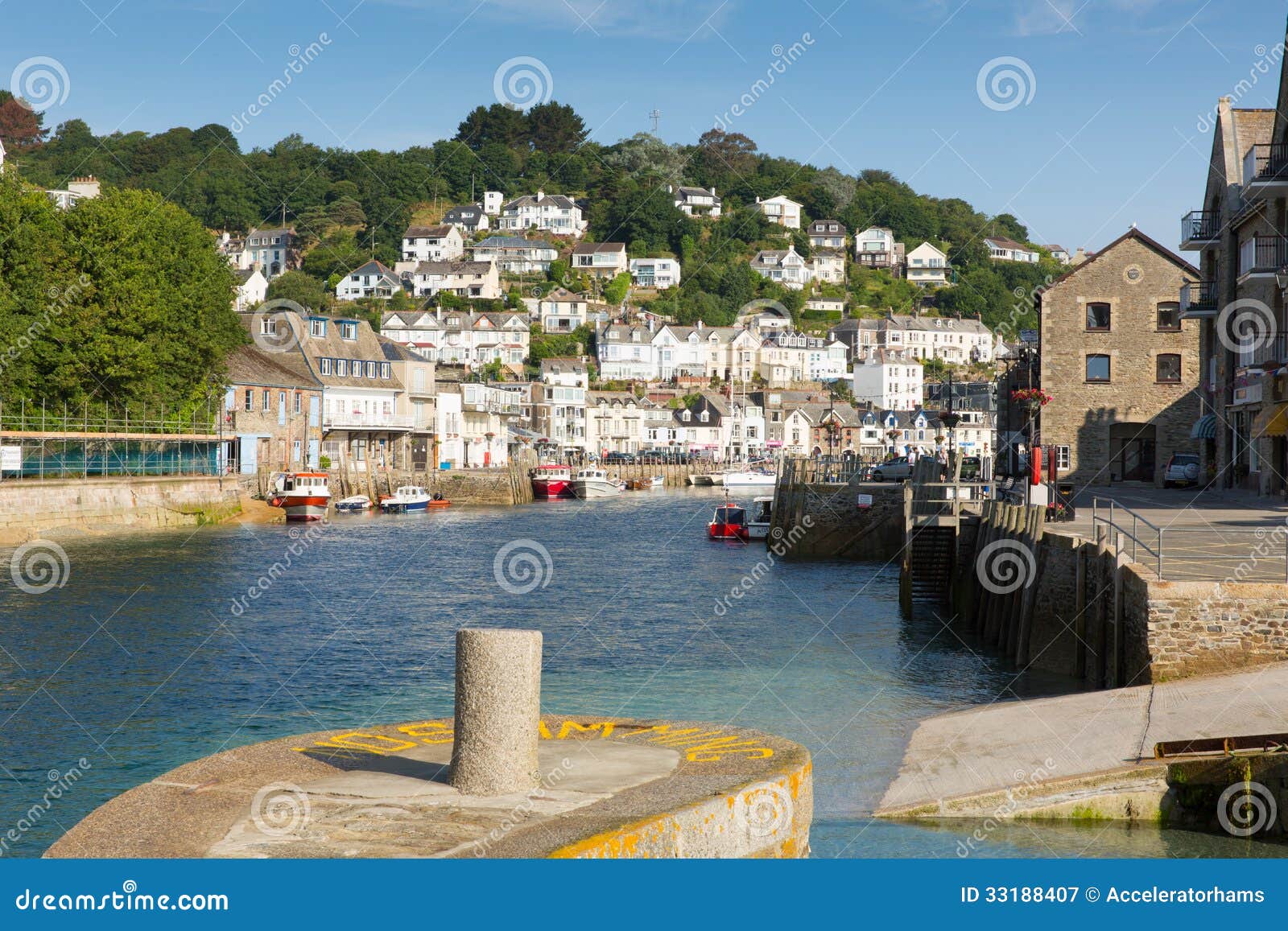 Looe Harbour Cornwall England with Blue Green Sea Editorial Photography ...