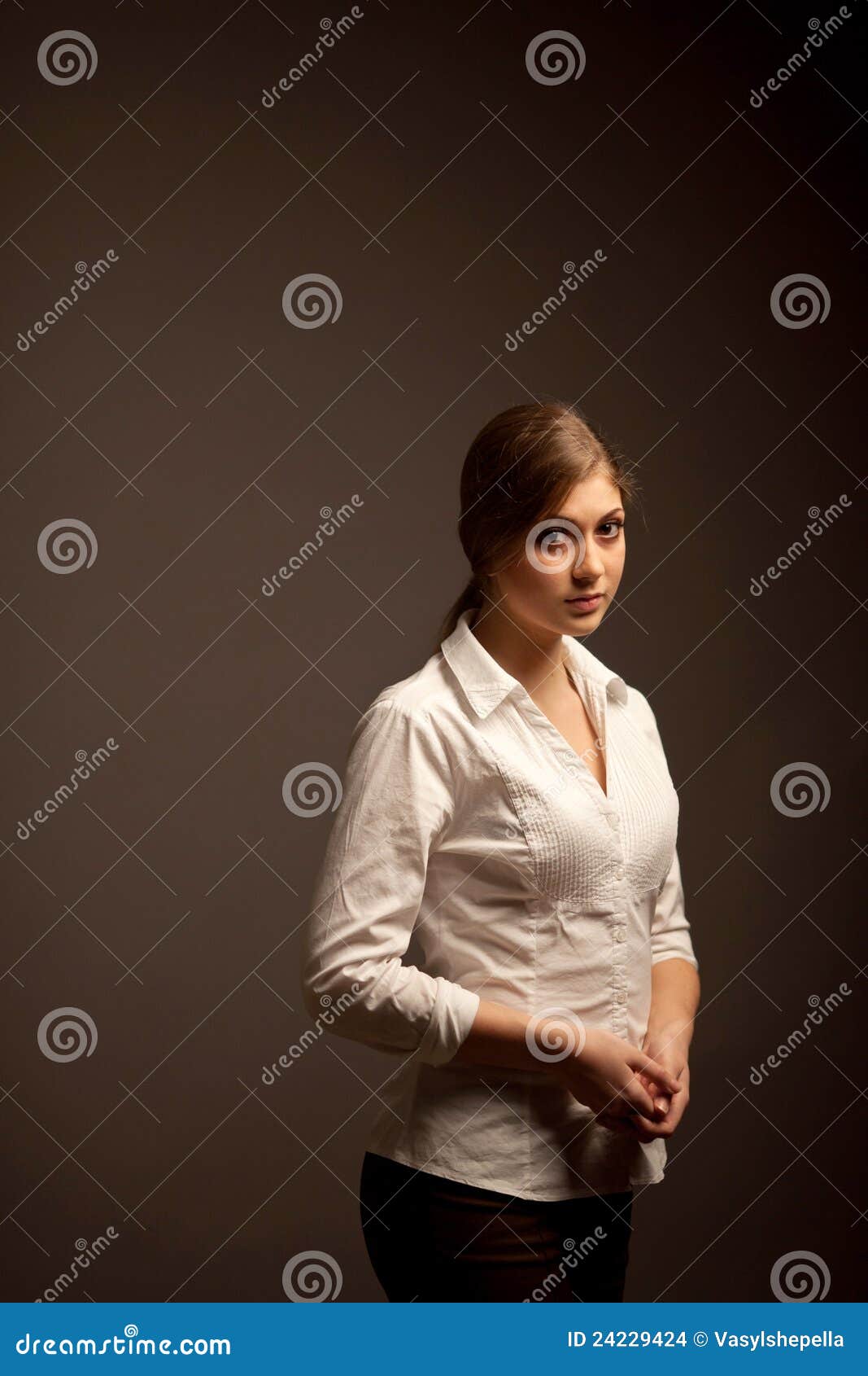 Look stock photo. Image of girl, beautiful, blouse, portrait - 24229424