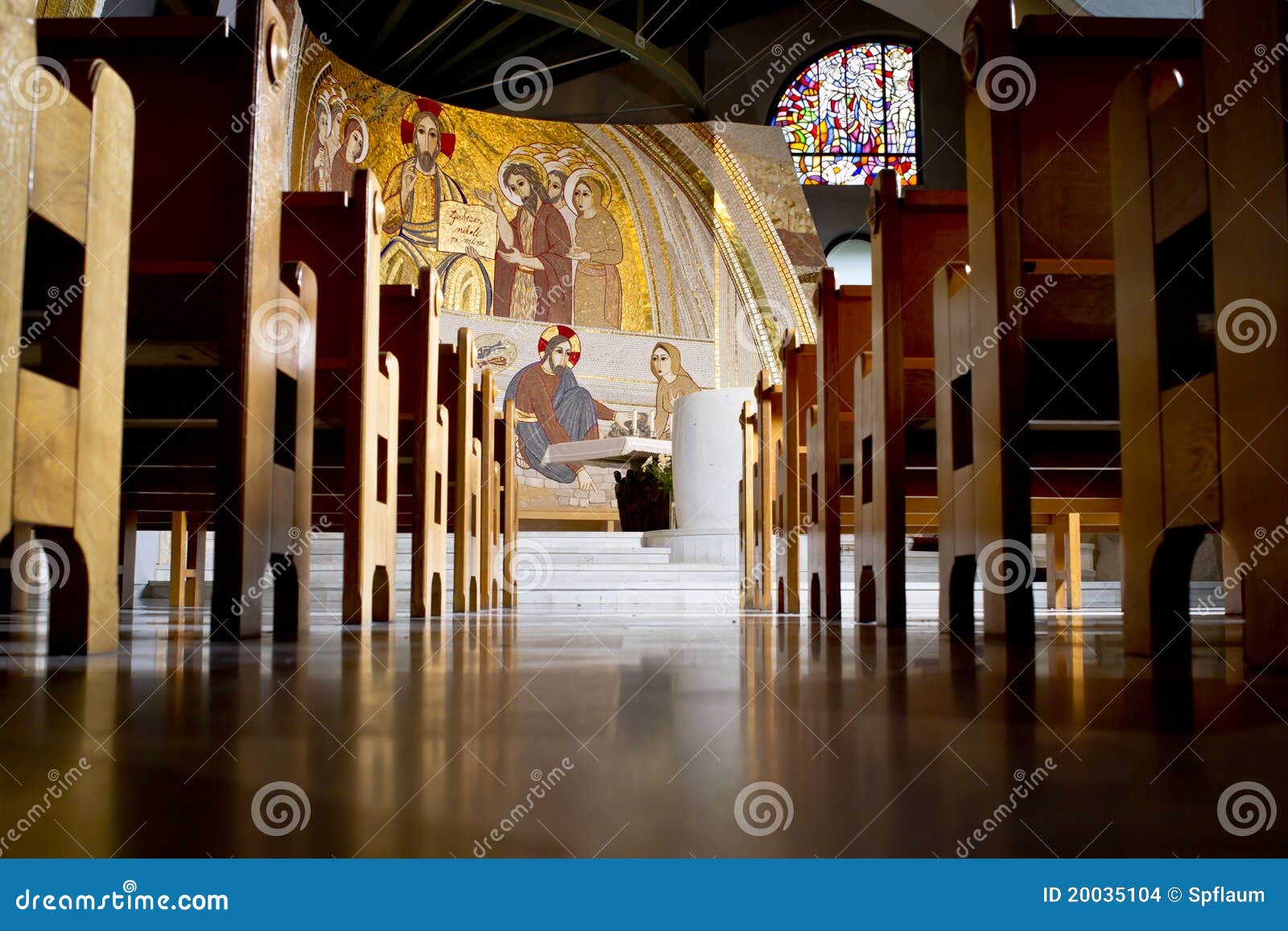 Look from the Back of the Church Stock Photo - Image of altar, saint ...